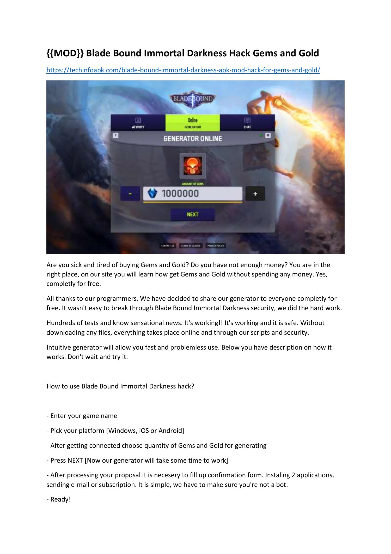 {{MOD}} Blade Bound Immortal Darkness Hack Gems and Gold.pdf | DocDroid