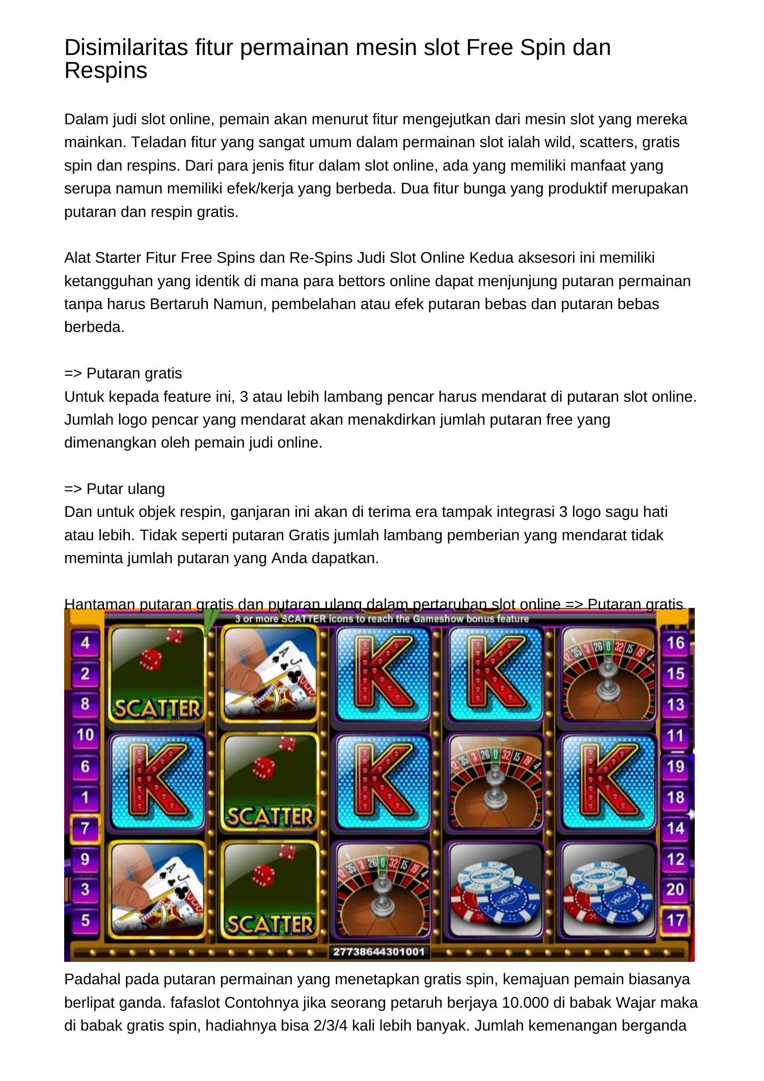 Ragam feature permainan mesin slot Gratis Spin dan Respinsewnbd.pdf.pdf ...