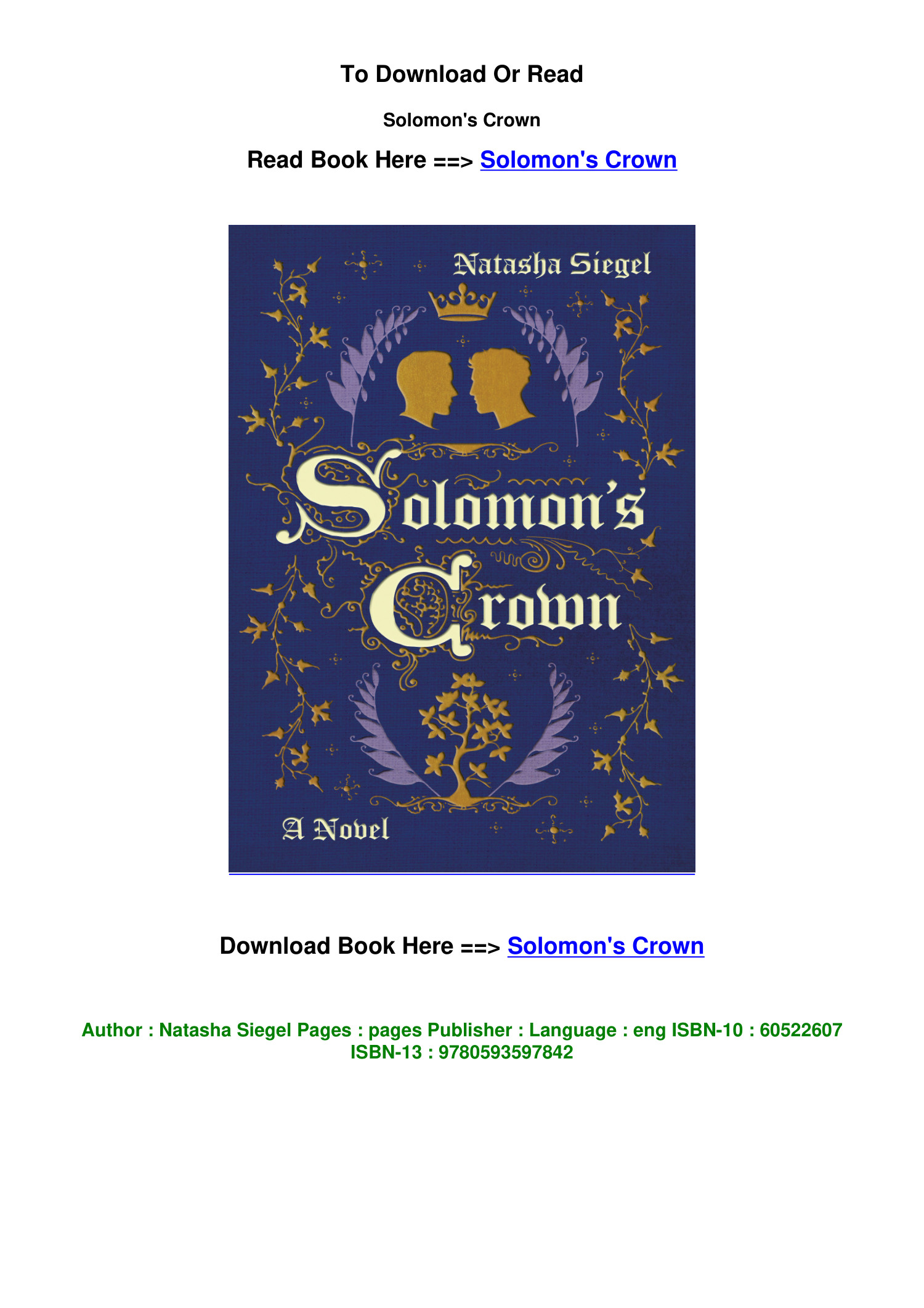 EPUB Download Solomon s Crown by Natasha Siegel.pdf | DocDroid