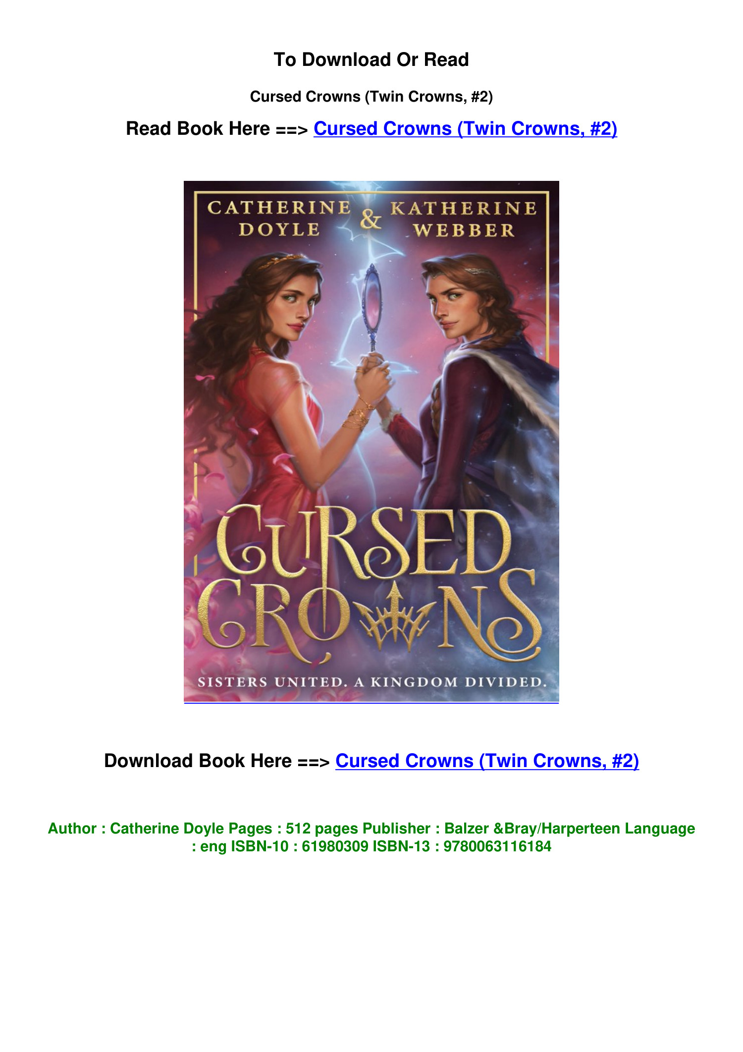 pdf download Cursed Crowns Twin Crowns 2 BY Catherine Doyle.pdf | DocDroid