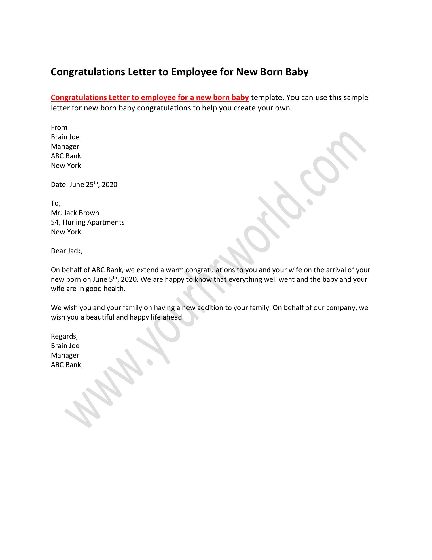 congratulations Letter to employee for new born baby.docx | DocDroid