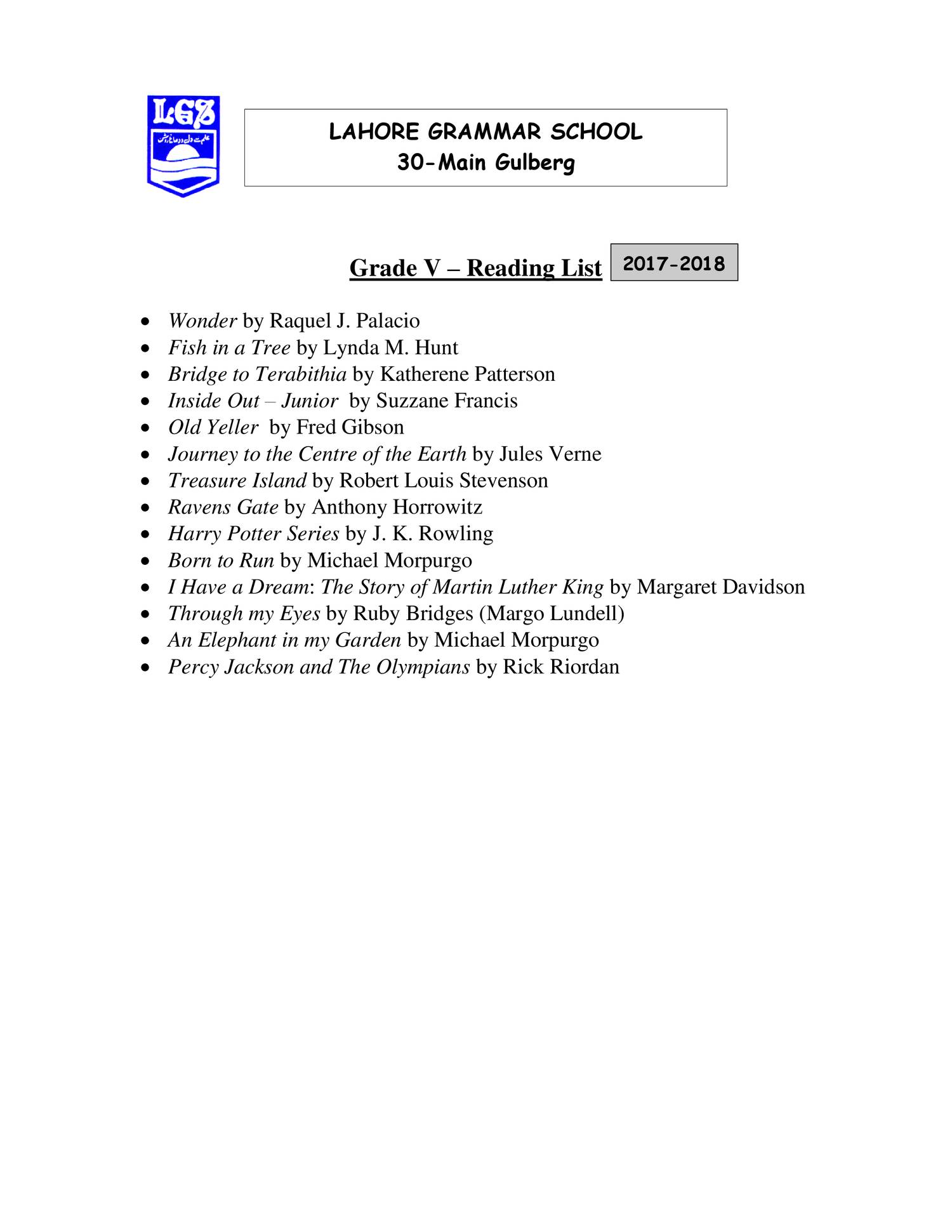 Grade 5 Reading list.pdf | DocDroid