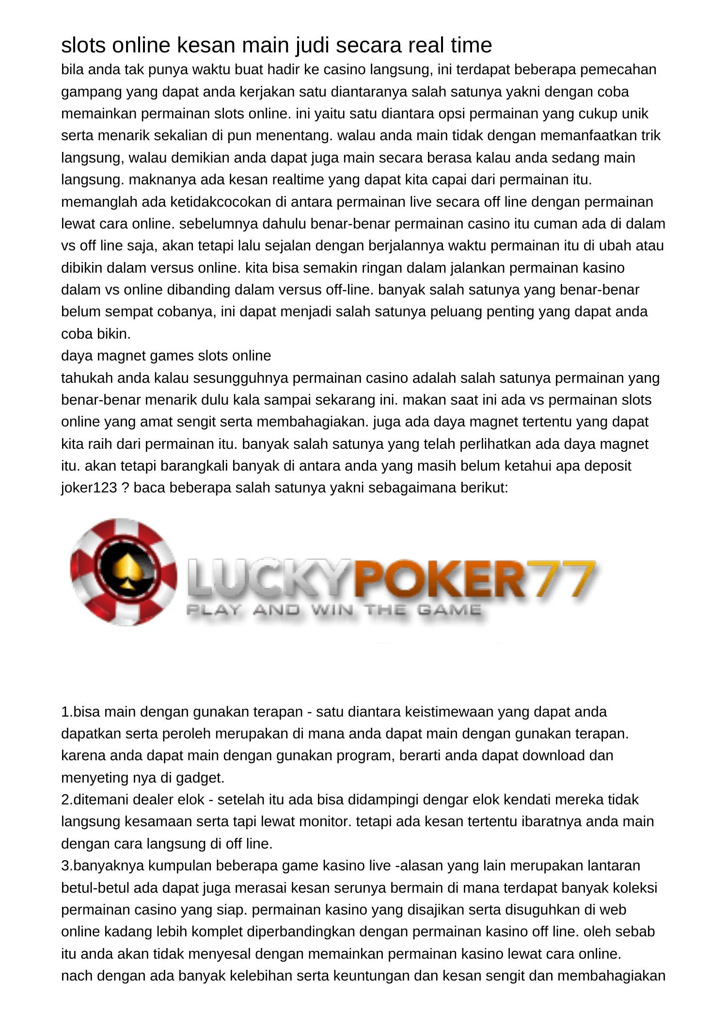 slots online kesan main judi secara real time pwfzb.pdf.pdf | DocDroid