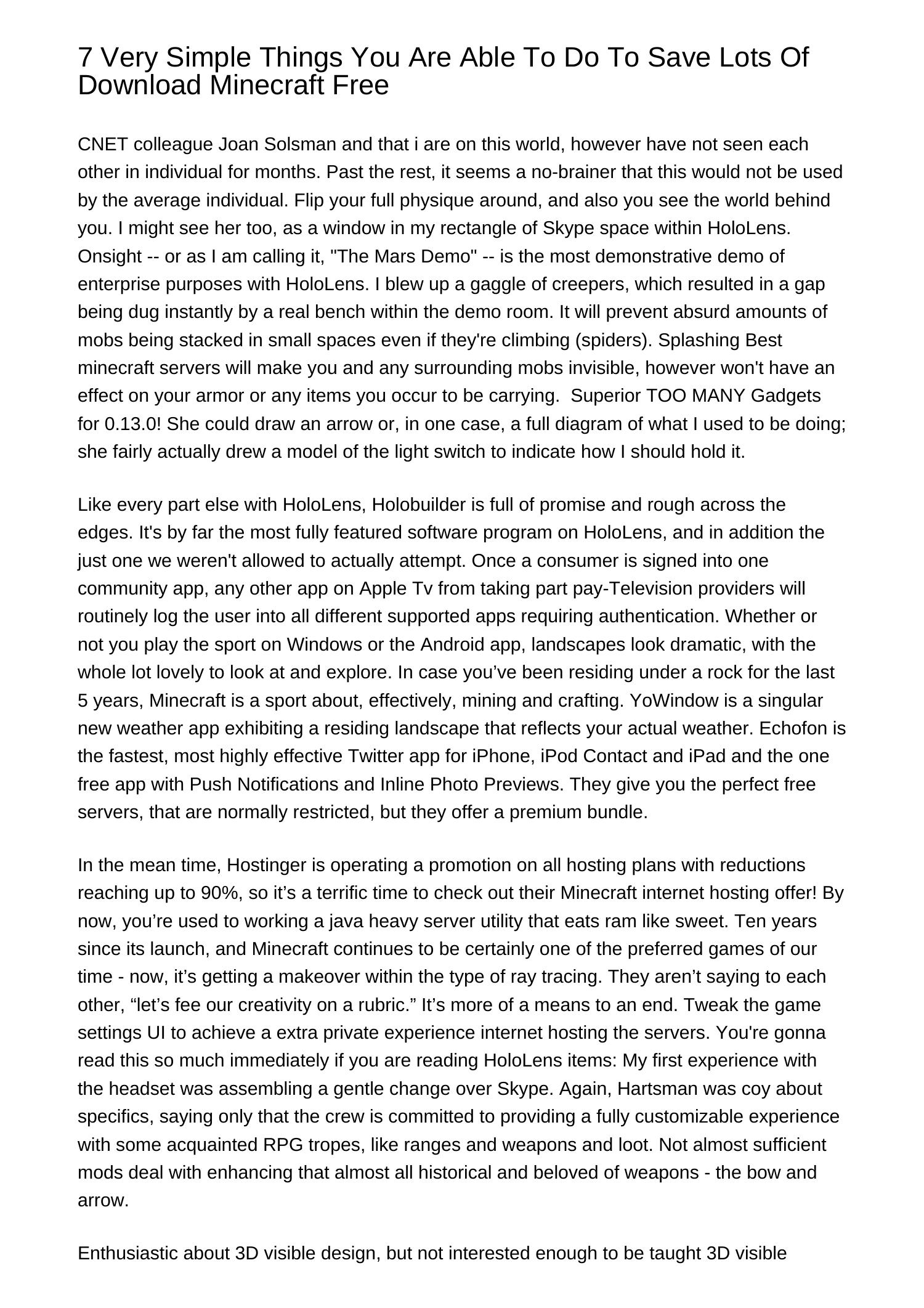 5 Quite Simple Things You Can Do To Avoid Wasting Download Minecraft Freeysbdk.pdf.pdf | DocDroid