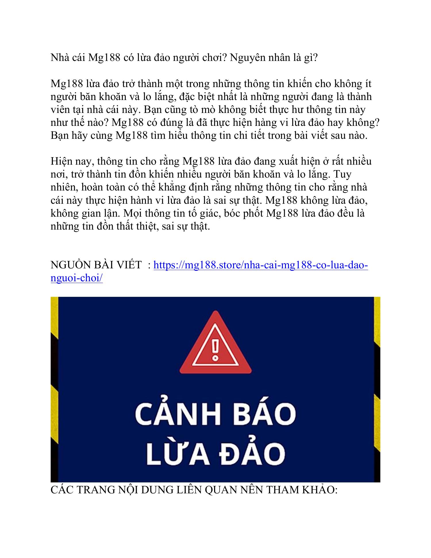 Nhà cái Mg188 có lừa đảo người chơi.docx | DocDroid