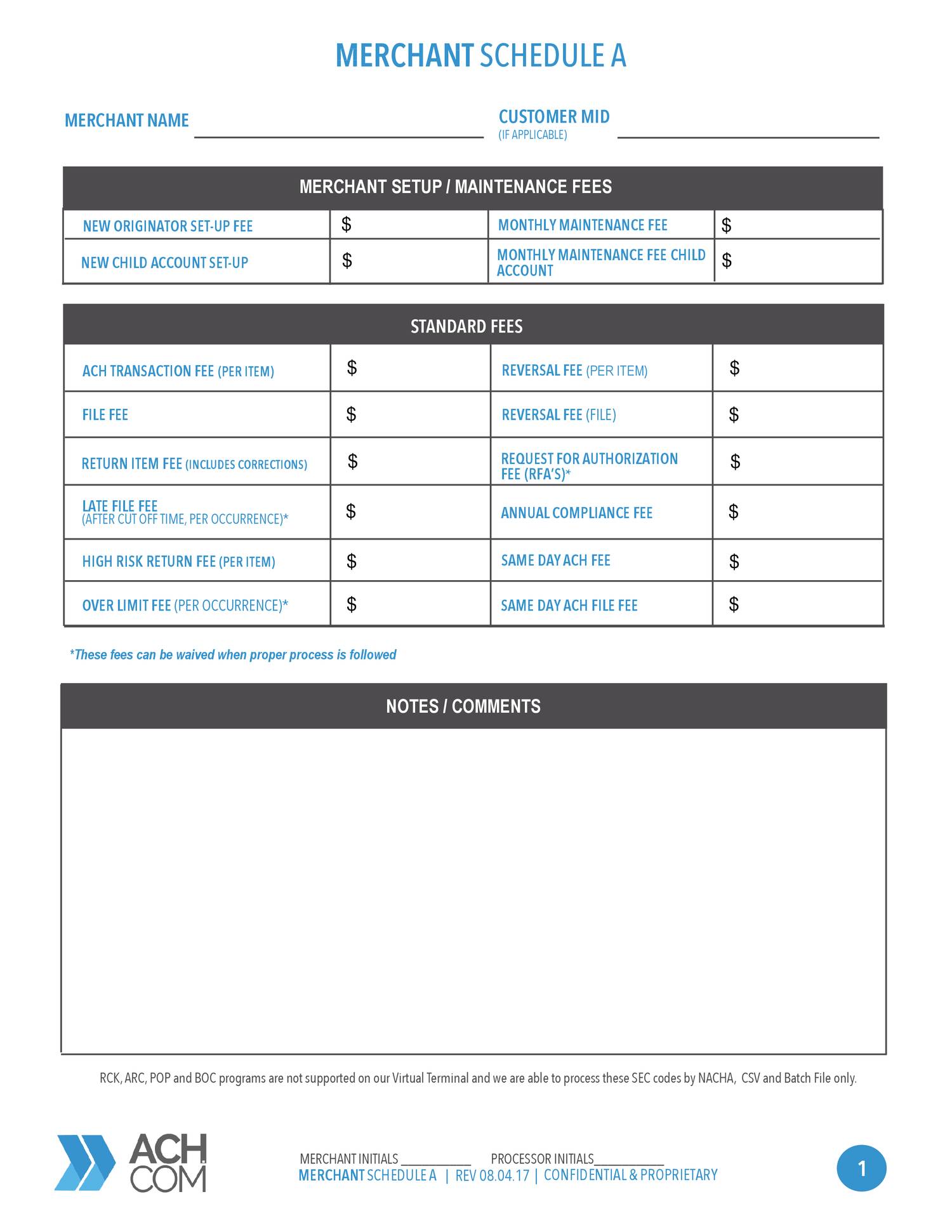 ACH Merchant Schedule A - Blank.pdf | DocDroid