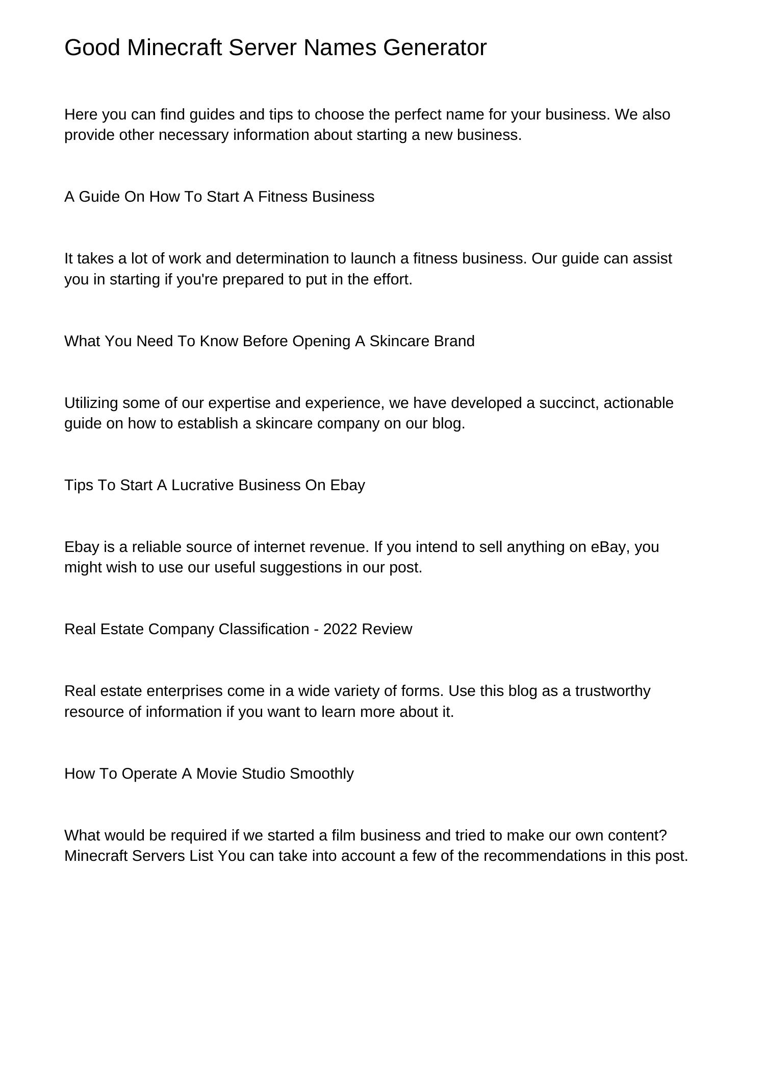 Good Minecraft Server Names Generatorcapuf.pdf.pdf | DocDroid