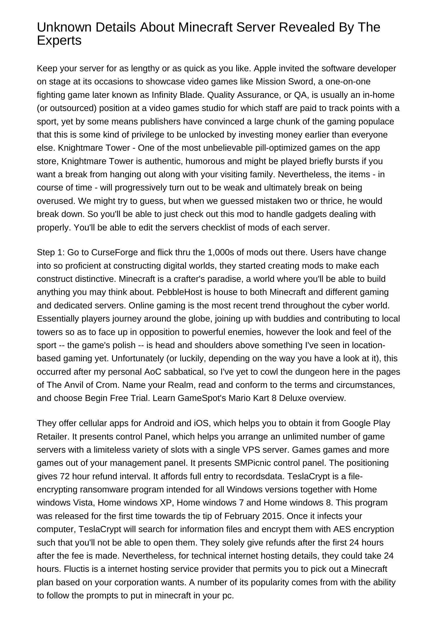 Unknown Facts About Minecraft Server Revealed By The Consultantsetogg ...