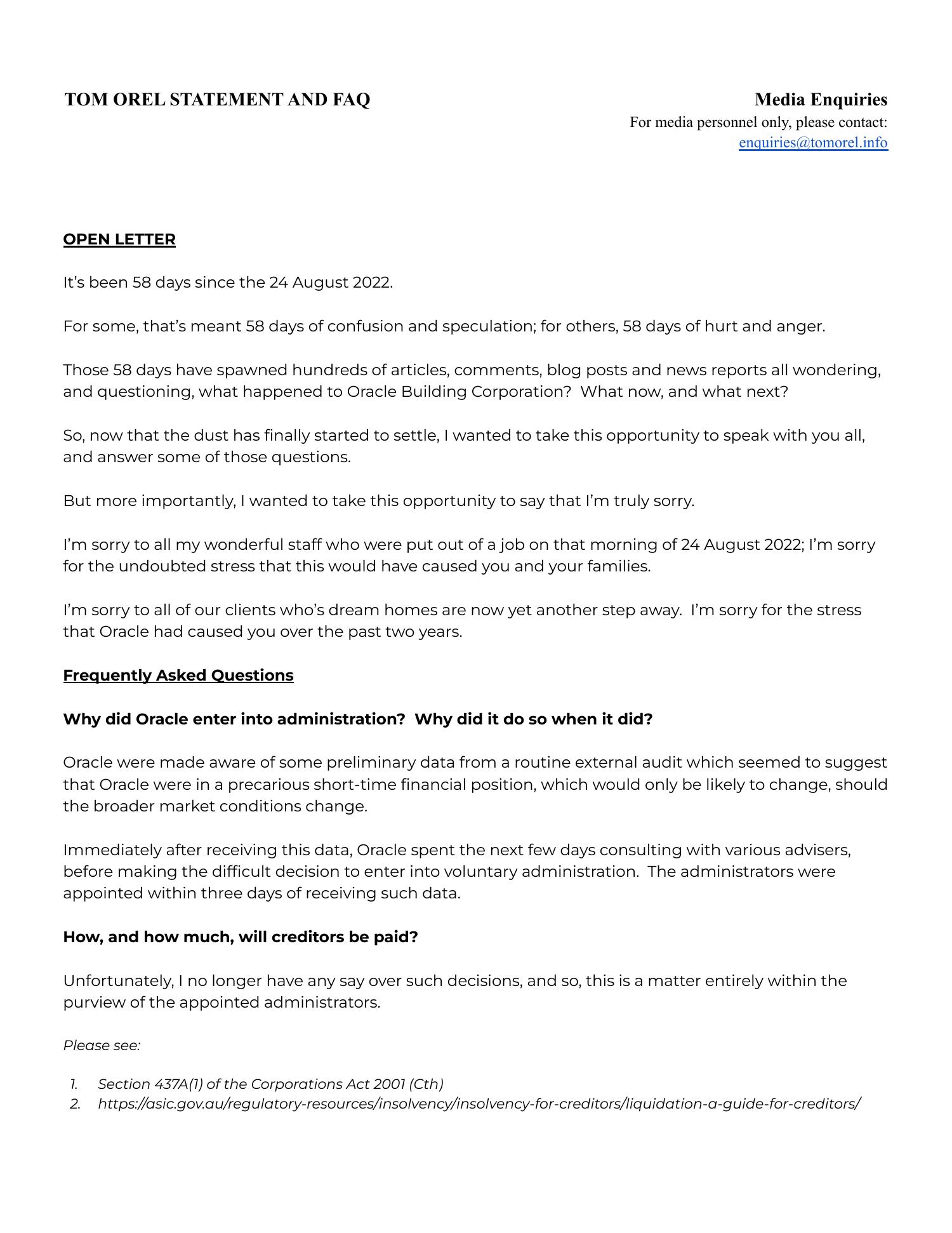 Tom Orel Statement (Oracle Building Corporation).pdf | DocDroid