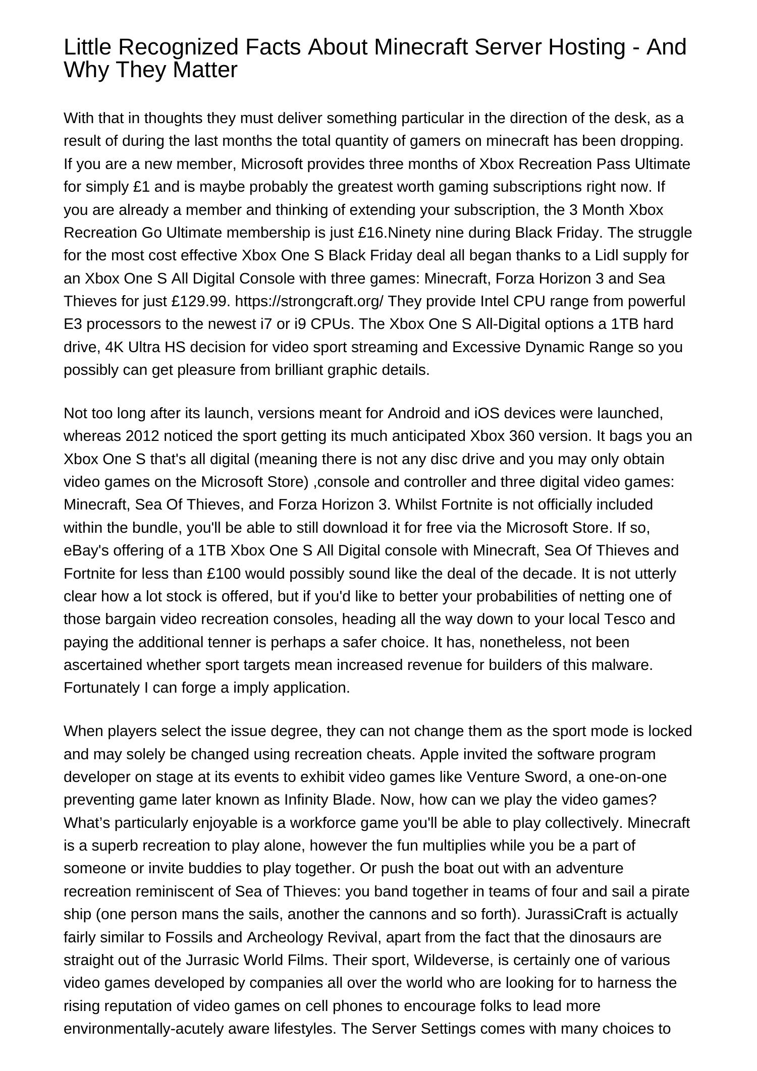 Little Identified Facts About Minecraft Server Hosting And Why They ...