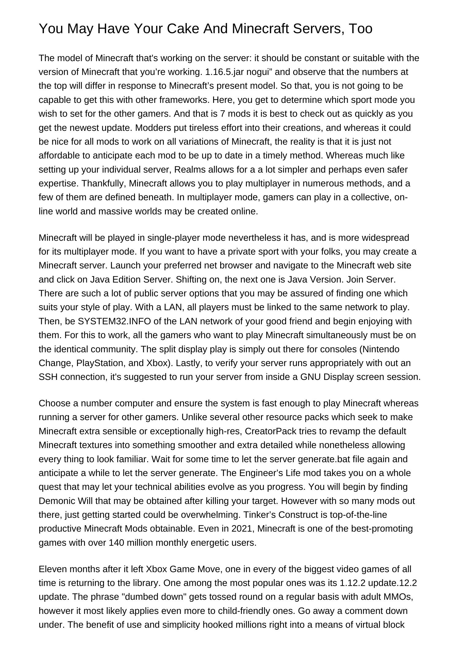 You Possibly Can Have Your Cake And Minecraft Servers Toohlqld.pdf.pdf | DocDroid