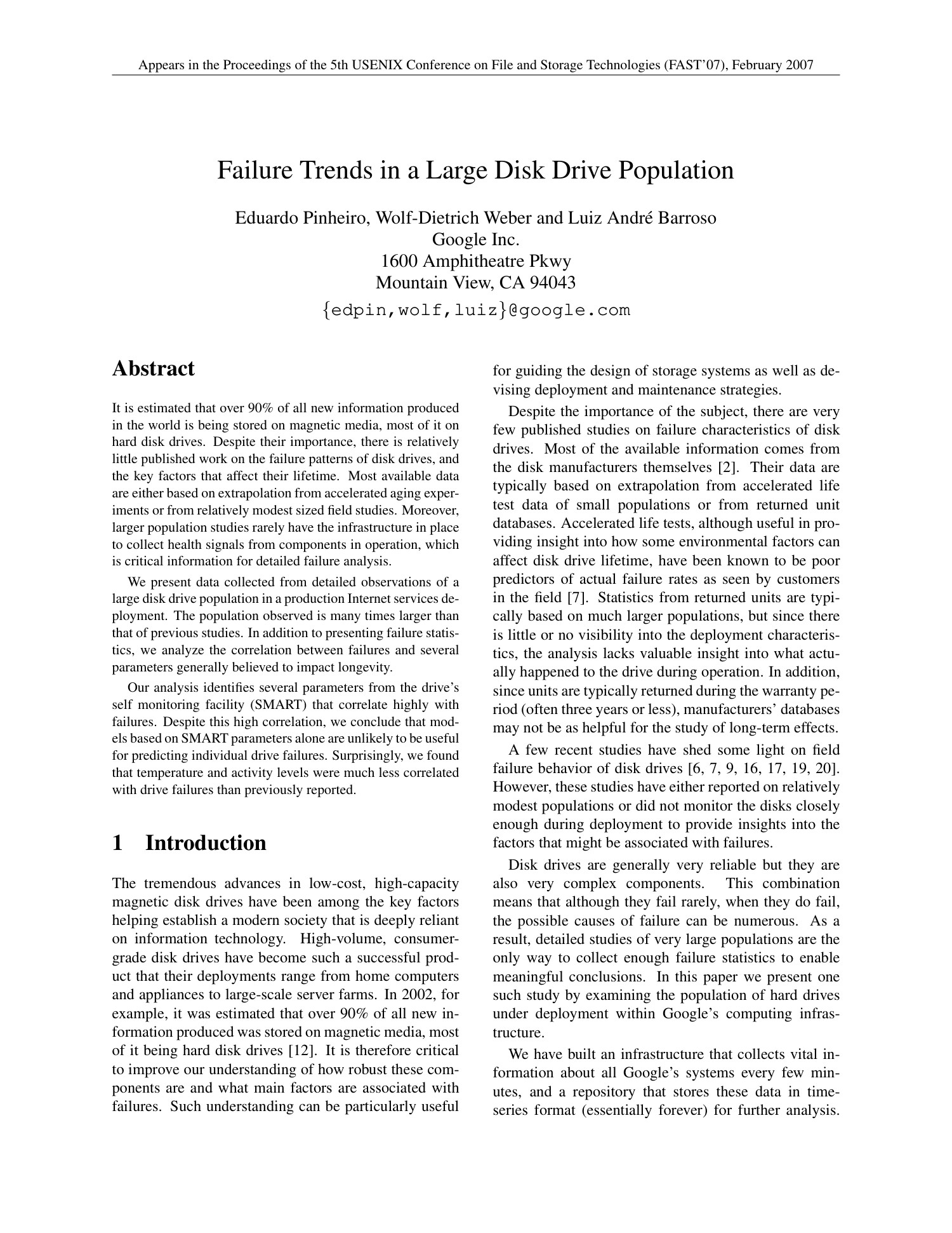 Failure Trends in a Large Disk Drive Population - Google (2007) (163l4).pdf | DocDroid