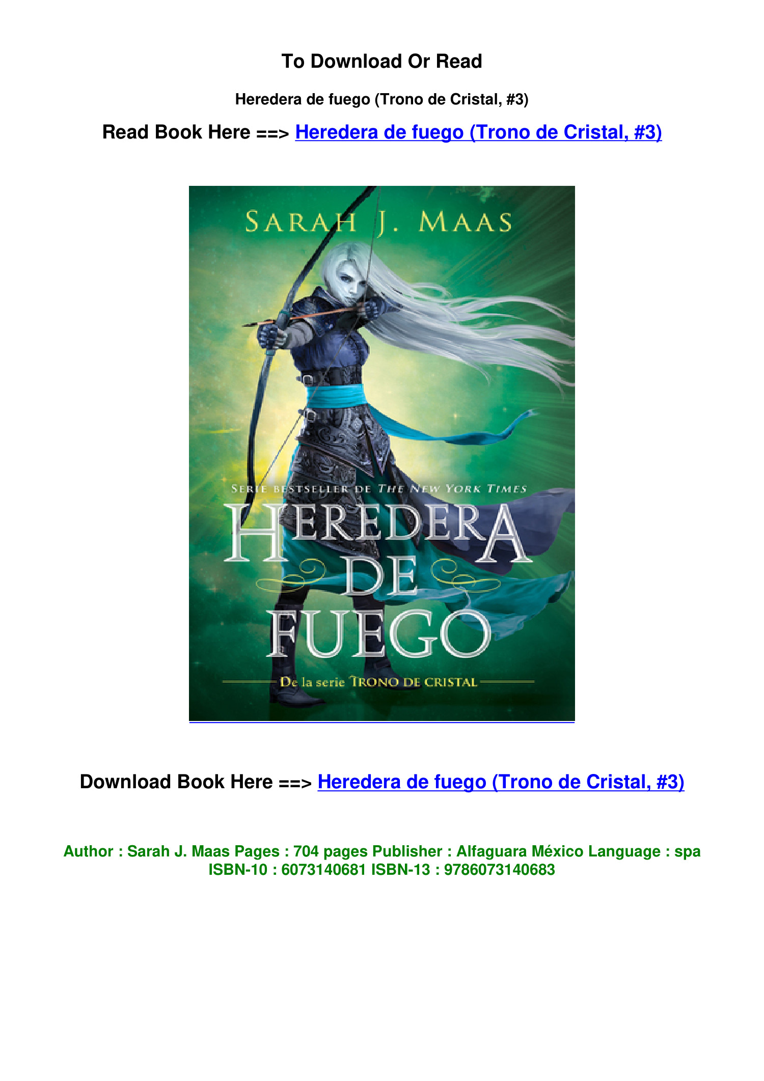 download EPUB Heredera de fuego Trono de Cristal 3 BY Sarah J Maas.pdf | DocDroid