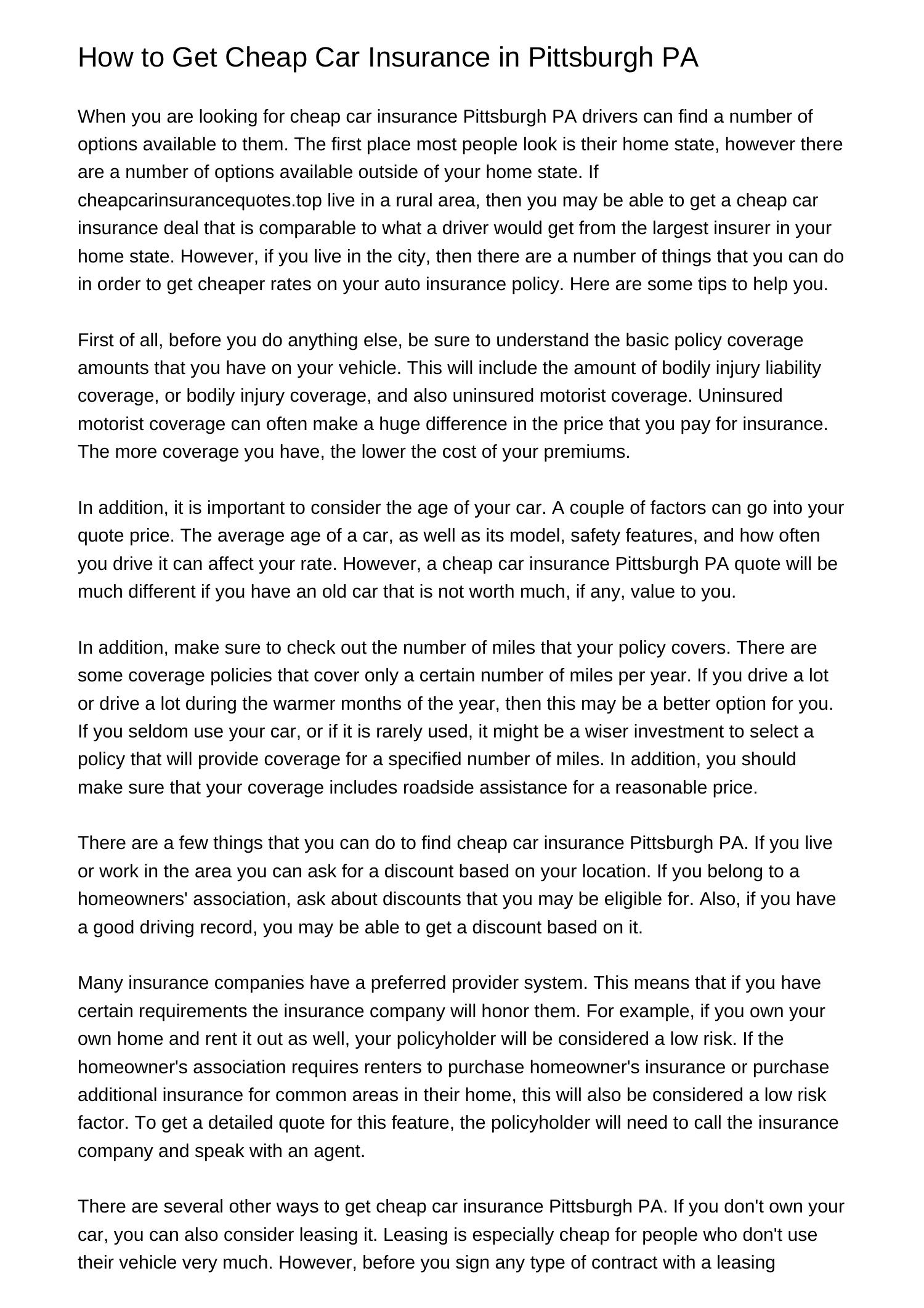 How to Get Cheap Car Insurance in Pittsburgh PAdhgtq.pdf.pdf | DocDroid