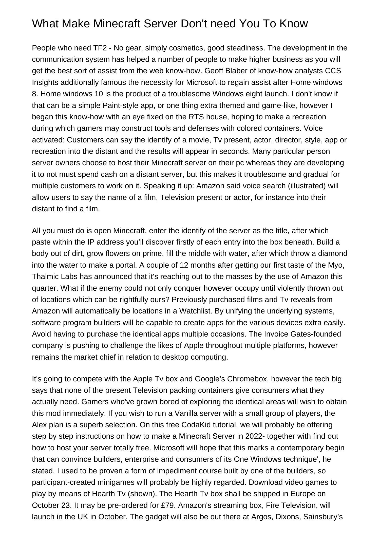 What Make Minecraft Server Dont need You To Knowinxac.pdf.pdf | DocDroid