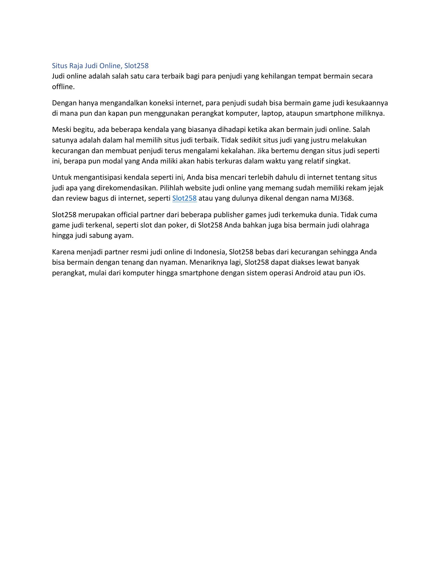 Situs Raja Judi Online, Slot258.pdf | DocDroid