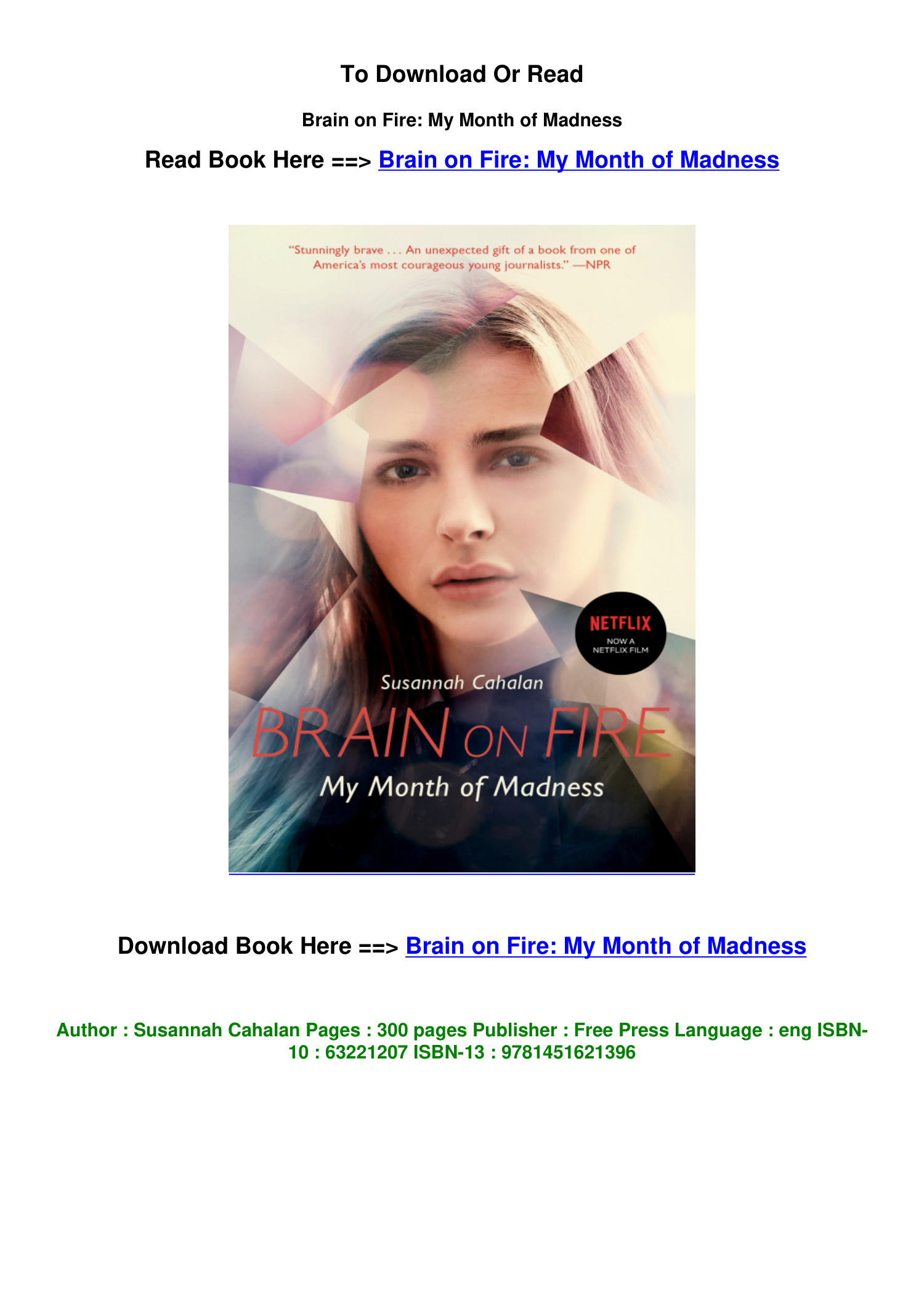 Download ePub Brain on Fire My Month of Madness by Susannah Cahalan.pdf | DocDroid