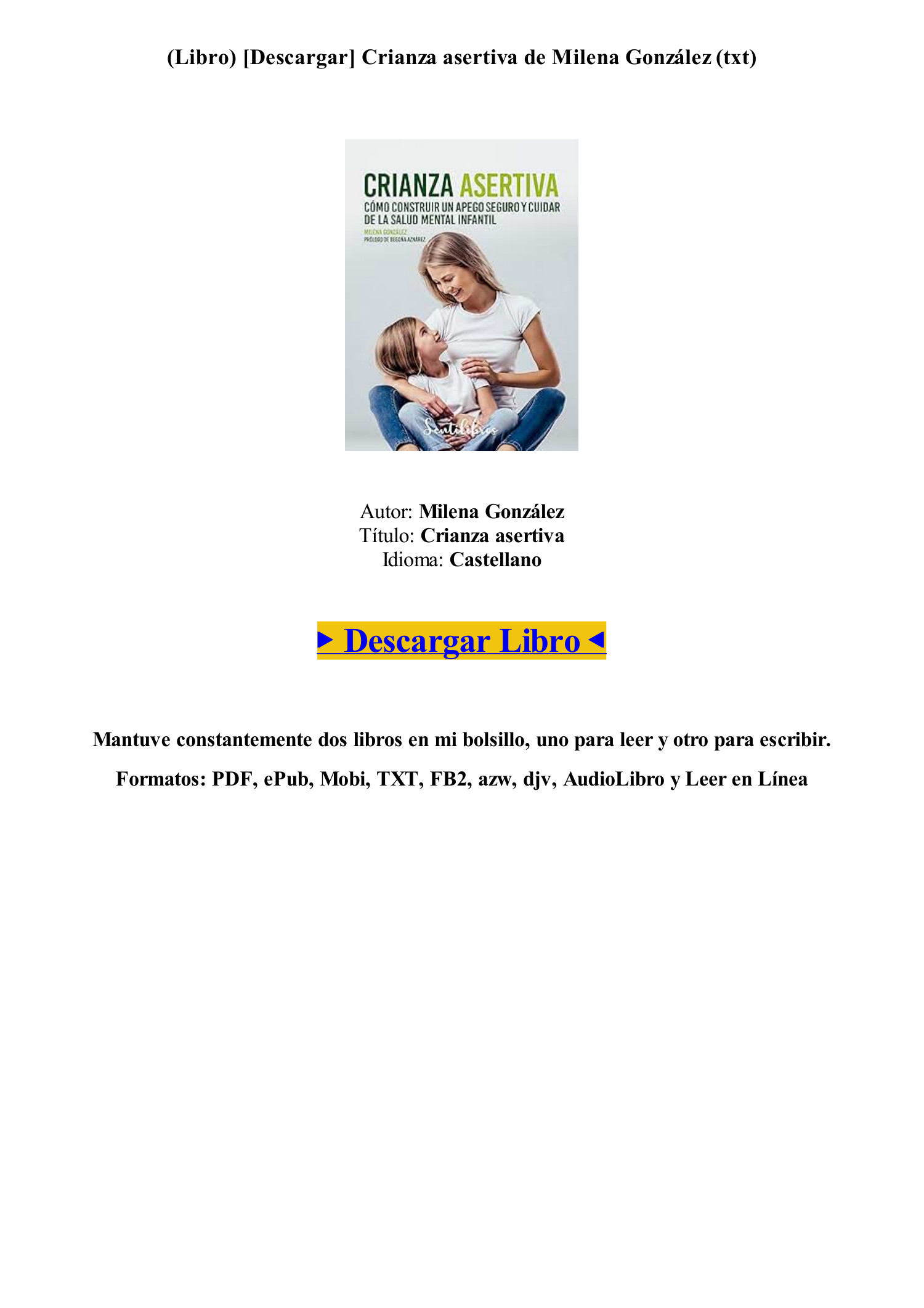 [Gratis] [PDF EPUB] Crianza asertiva de Milena González ~.azw~.pdf | DocDroid