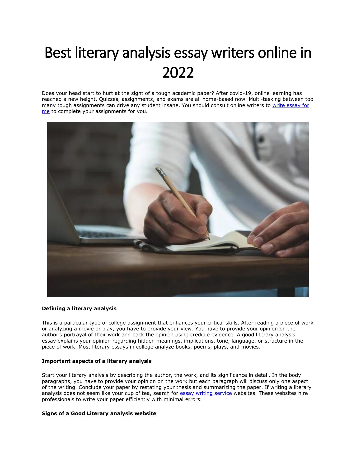 Best literary analysis essay writers online in 2022.pdf | DocDroid