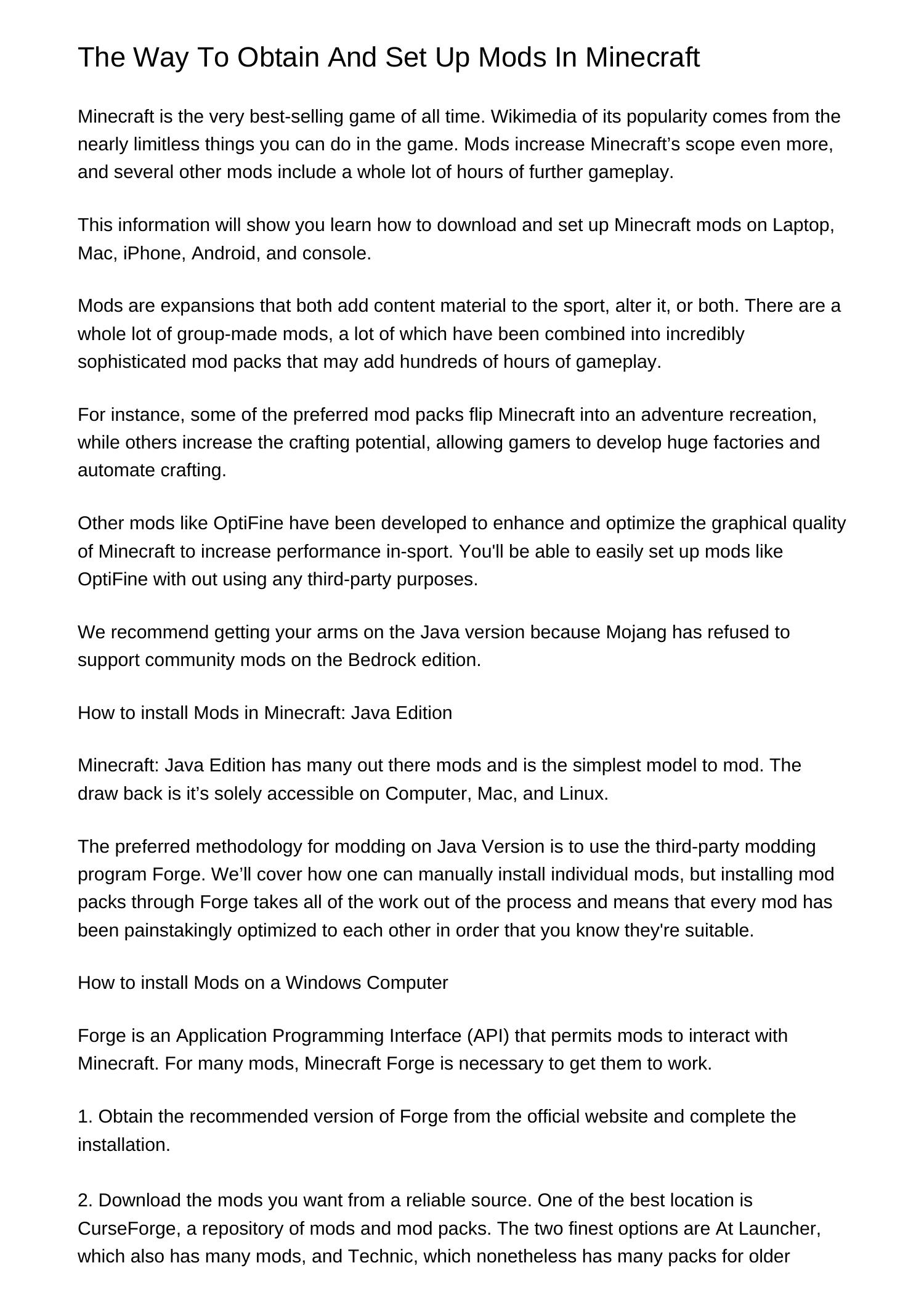 How You Can Download And Set Up Mods In Minecraftczzjs.pdf.pdf | DocDroid