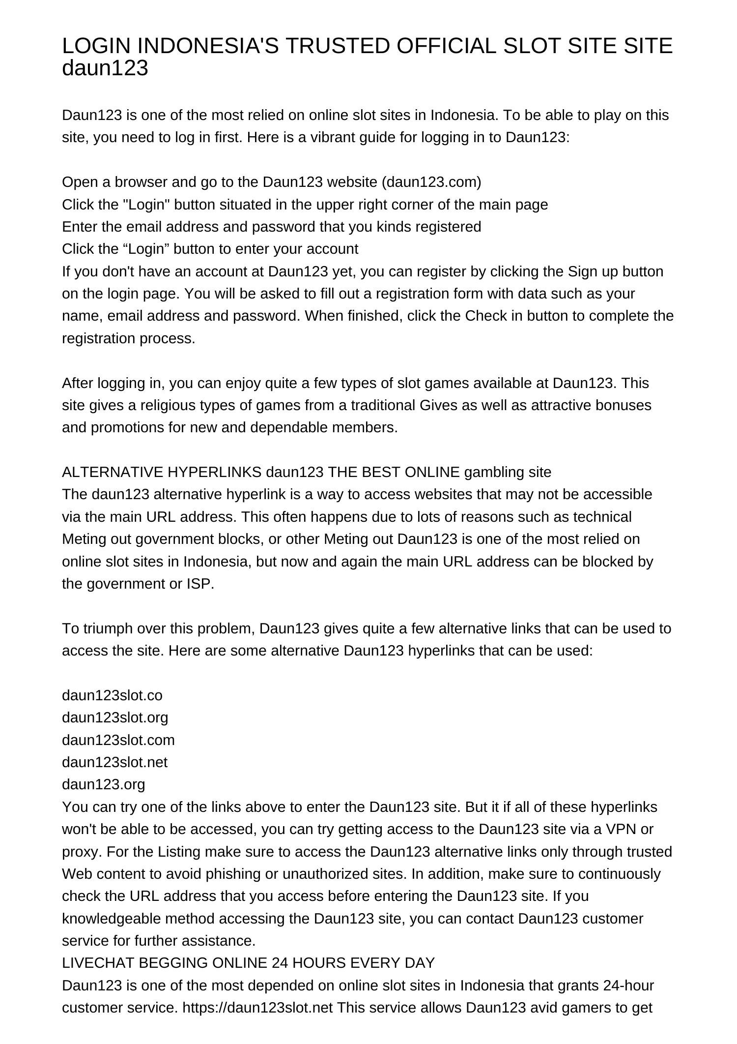 LOGIN INDONESIAS TRUSTED OFFICIAL SLOT SITE SITE daun123pvjmy.pdf.pdf | DocDroid