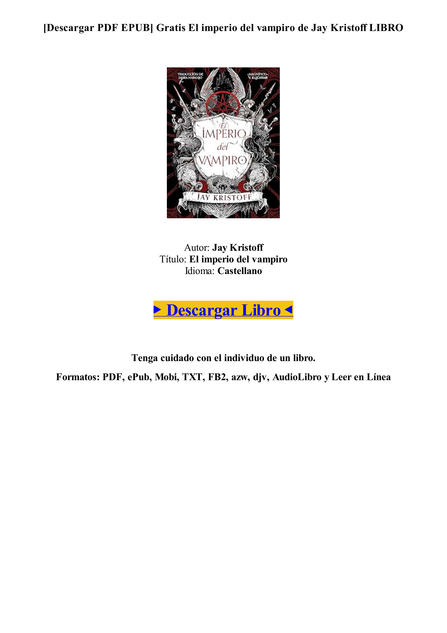 (Libro) (PDF EPUB) El imperio del vampiro de Jay Kristoff Libro.pdf | DocDroid