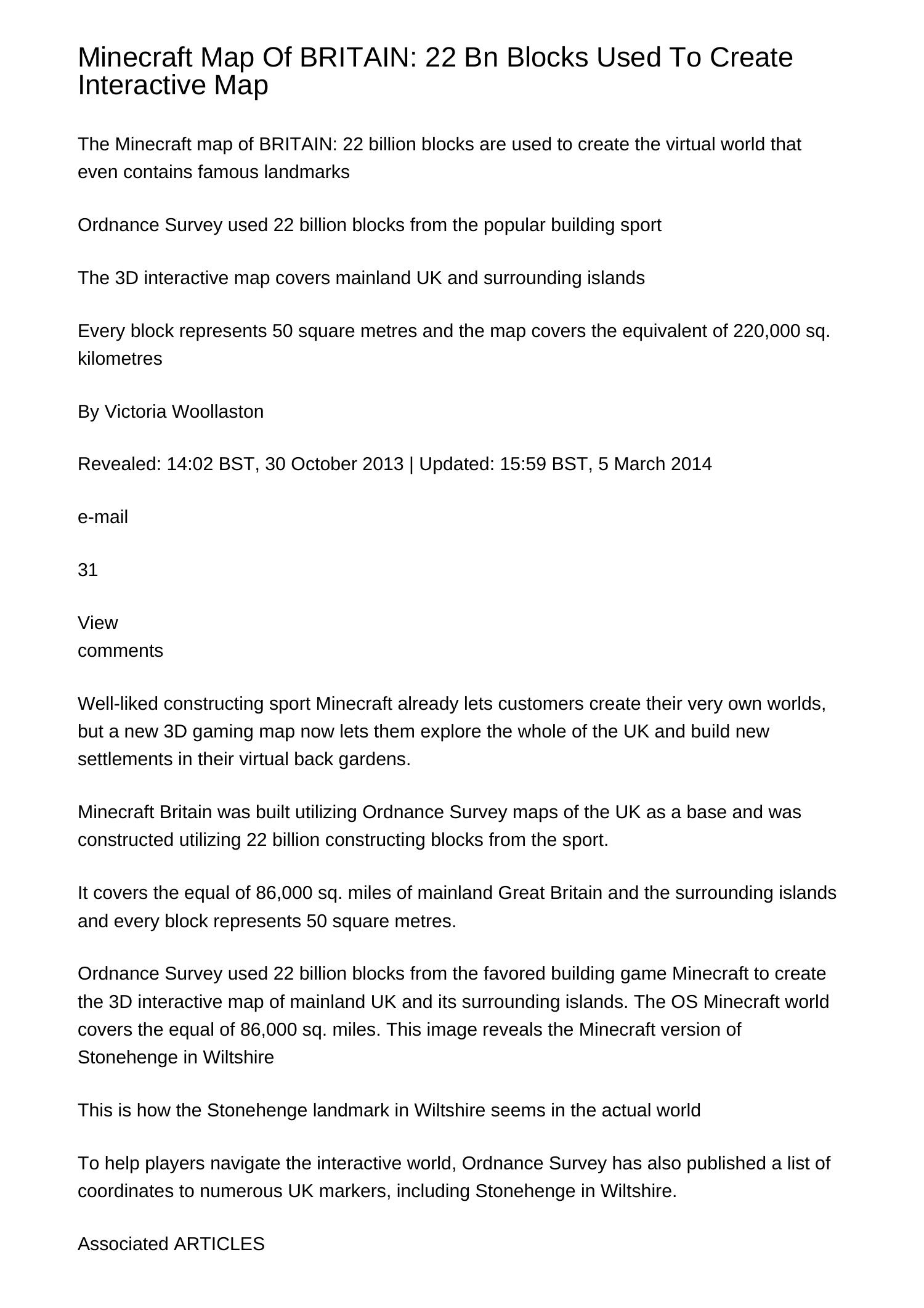 Minecraft Map Of BRITAIN 22 Bn Blocks Used To Create Interactive ...