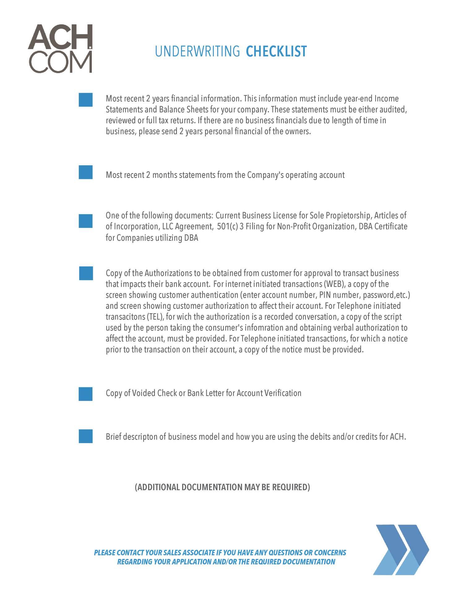 ACH Underwriting Checklist.pdf | DocDroid