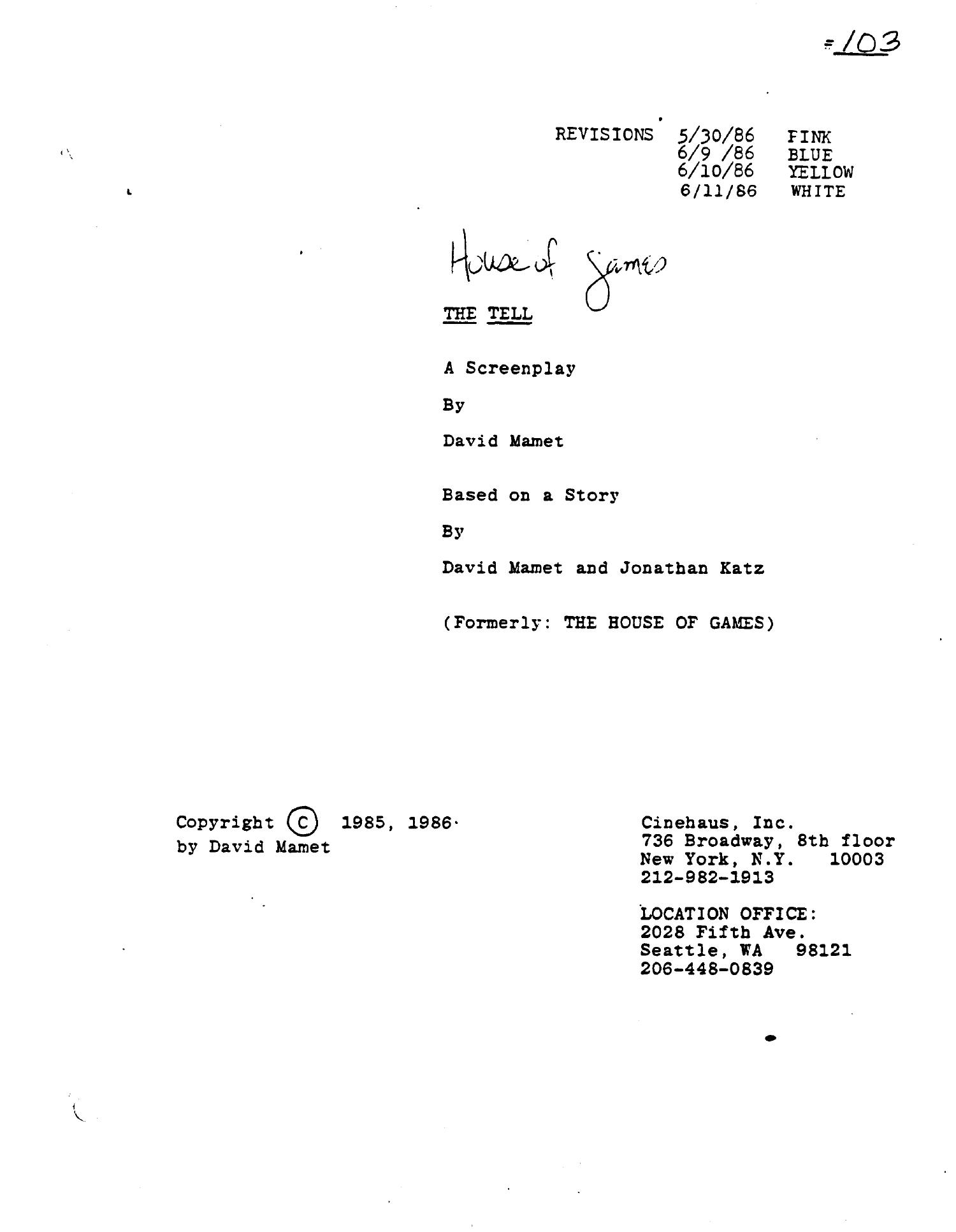 HOUSE OF GAMES - David Mamet.pdf | DocDroid