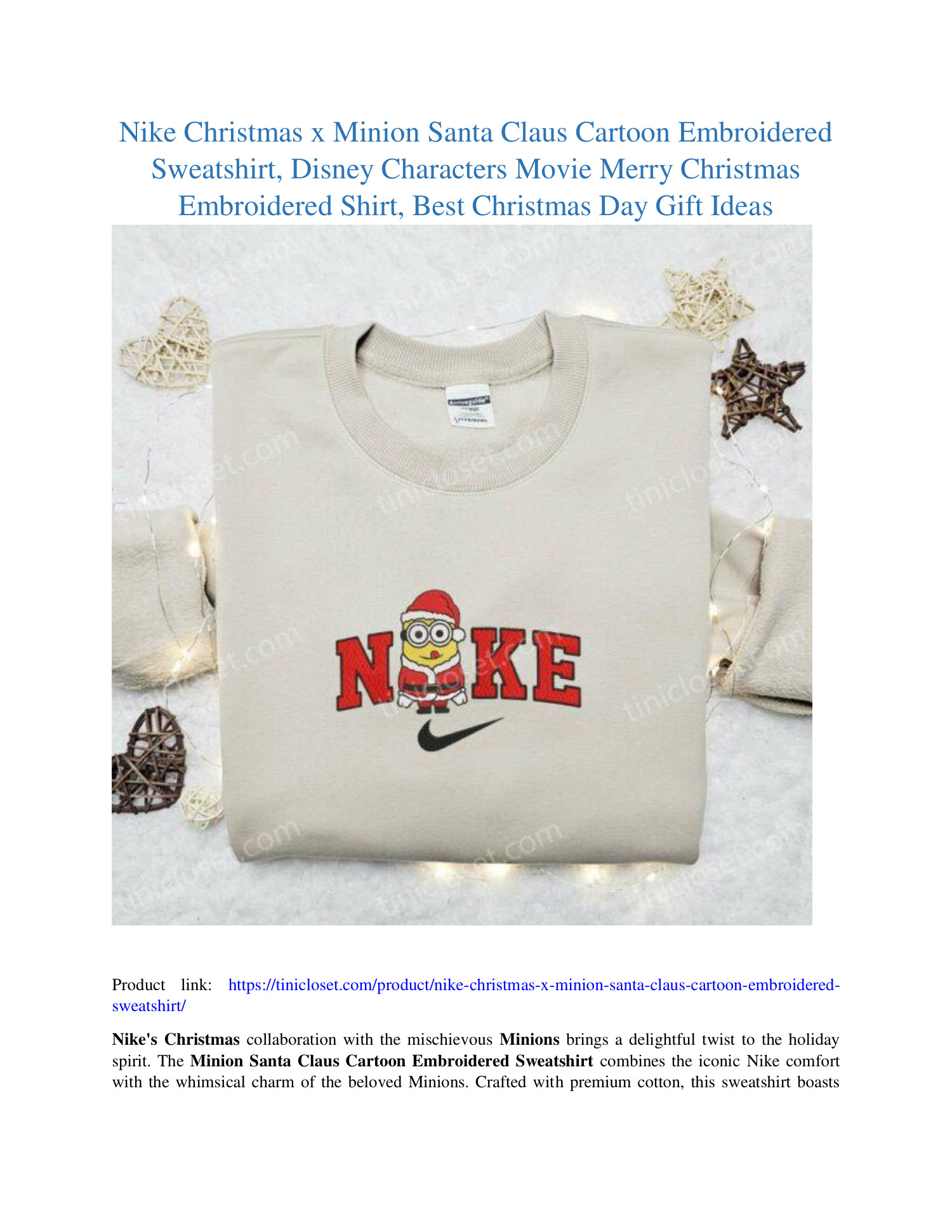 Nike Christmas x Minion Santa Claus Cartoon Embroidered Sweatshirt.pdf ...