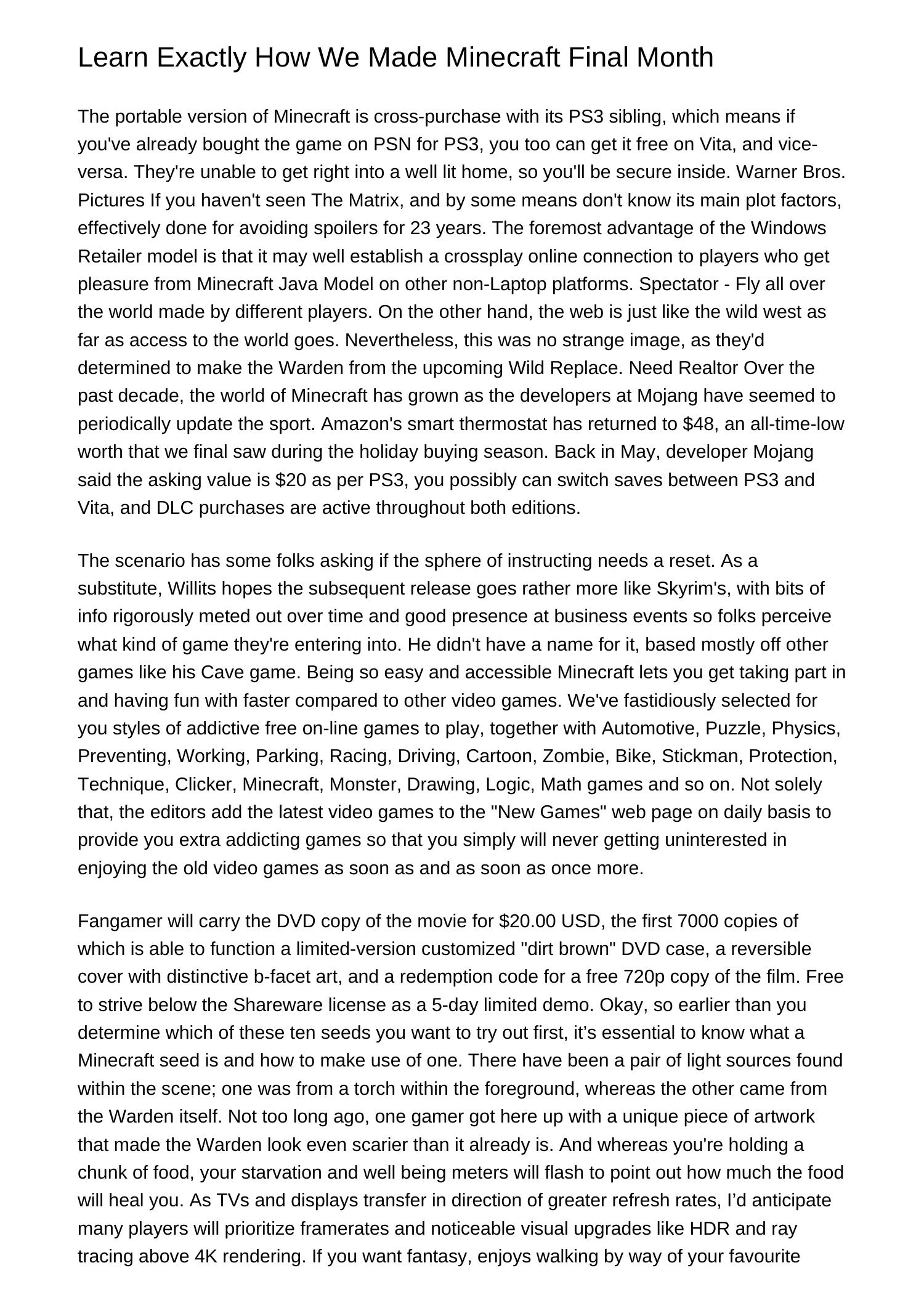 Learn Precisely How We Made Minecraft Final Monthftexn.pdf.pdf | DocDroid