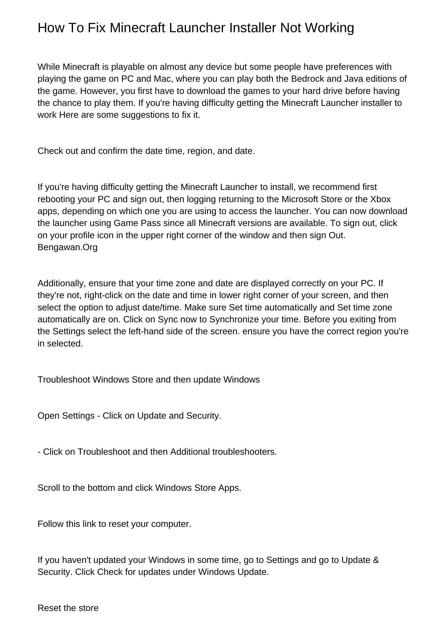 How To Fix Minecraft Launcher Installer Not Workingvywbs.pdf.pdf | DocDroid