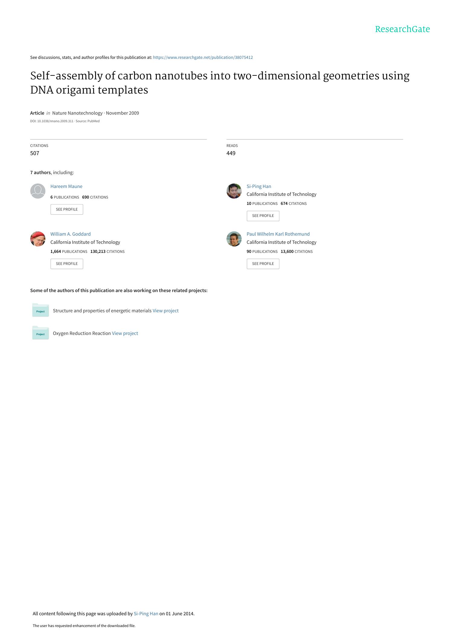 Self-assembly of carbon nanotubes into two-dimensional geometries using ...