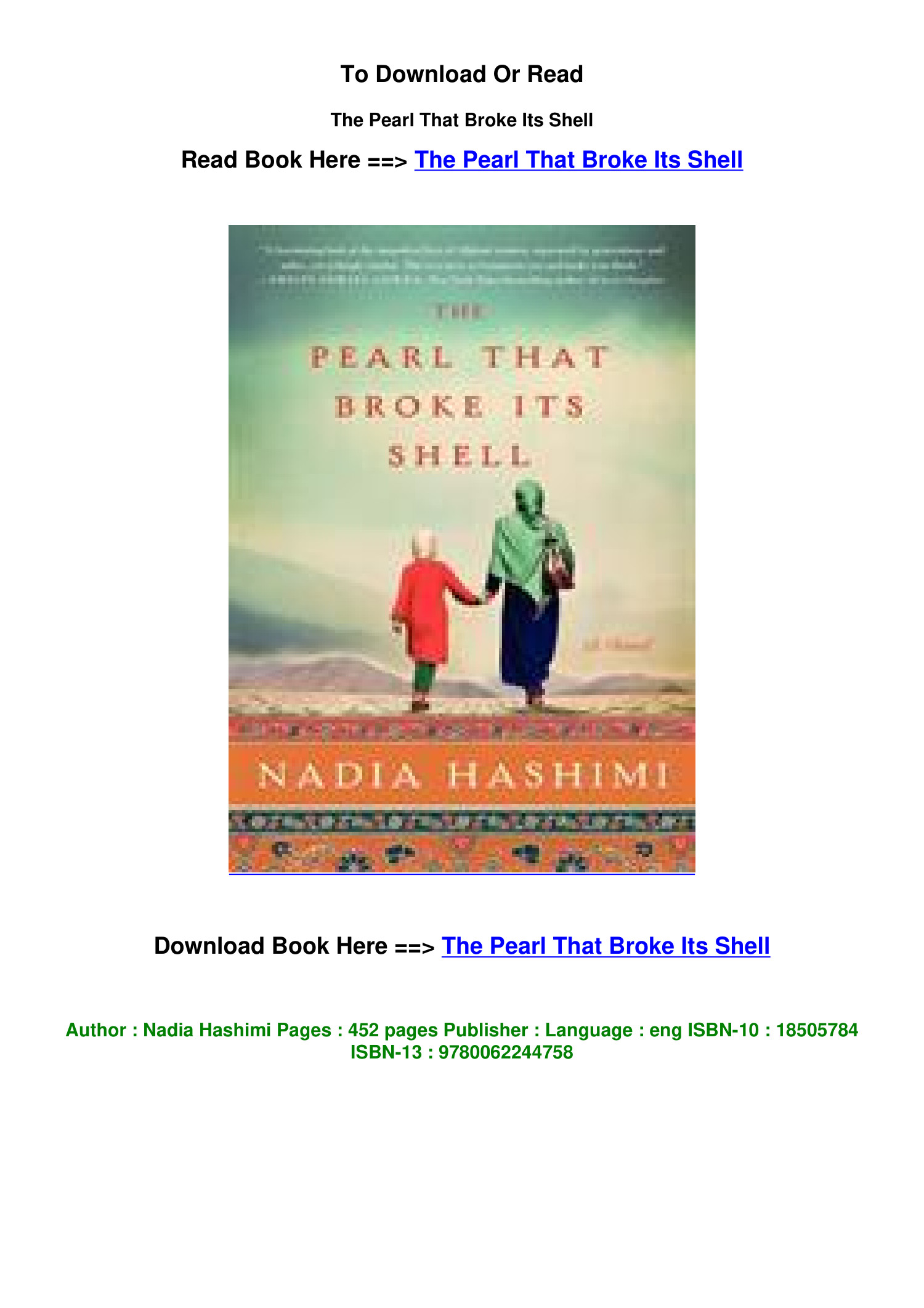 DOWNLOAD EPUB The Pearl That Broke Its Shell BY Nadia Hashimi.pdf | DocDroid
