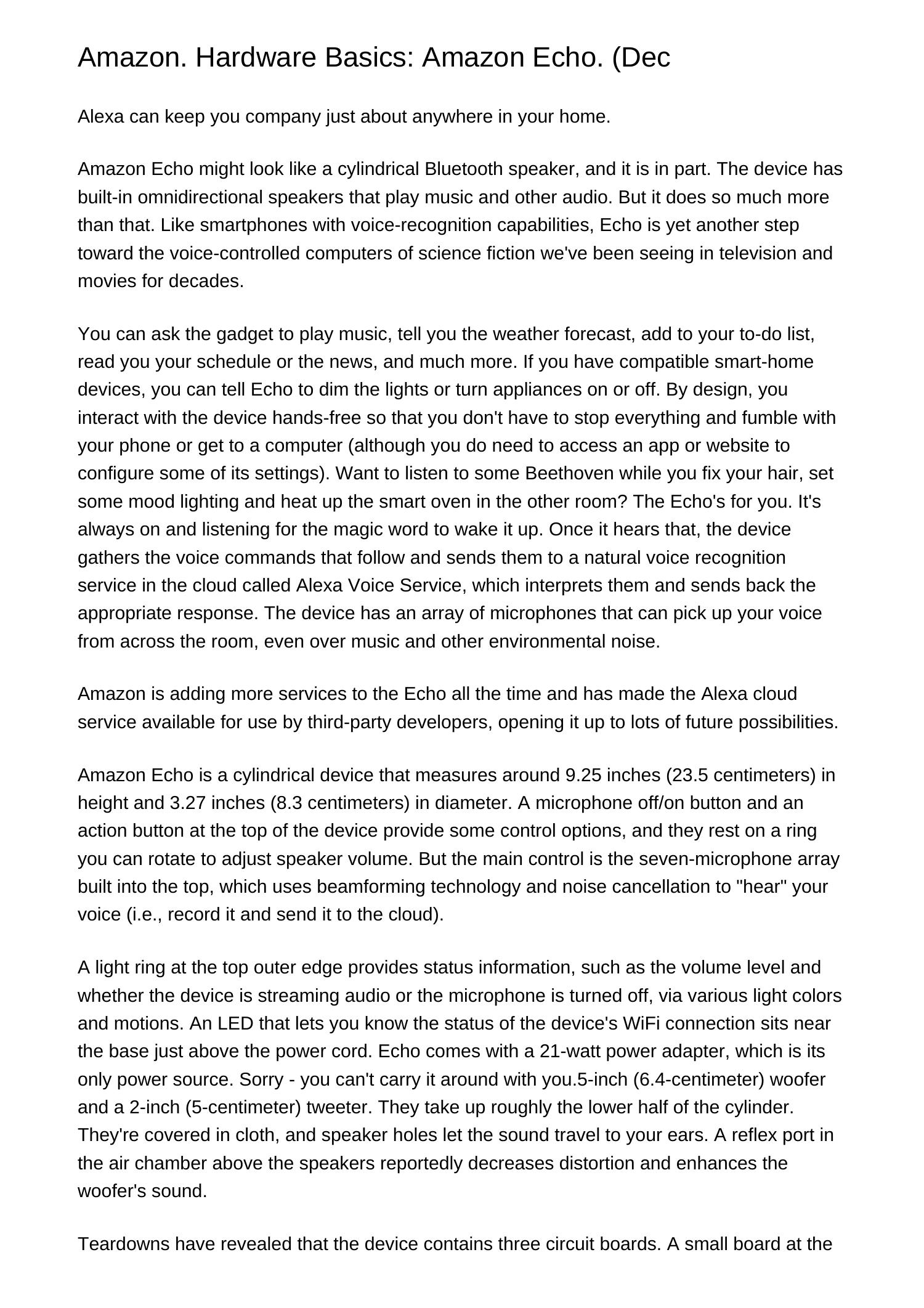 Amazon Hardware Basics Amazon Echo Decidsxo.pdf.pdf | DocDroid