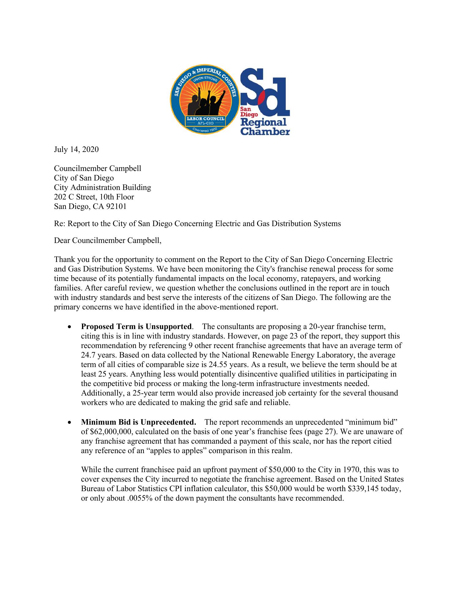 Environment Committee Letter San Diego Chamber and Labor Council (1 ...