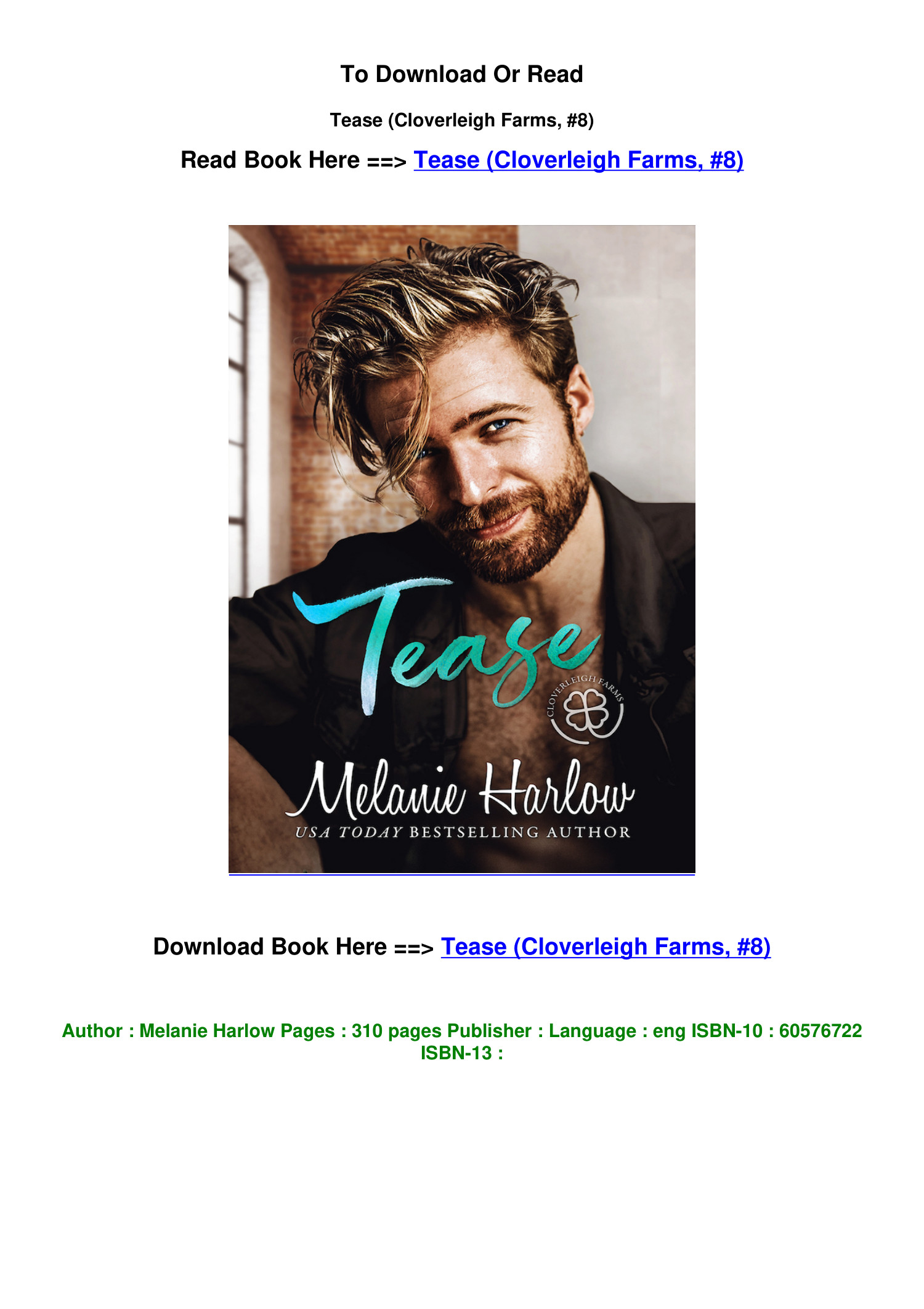 Download pdf Tease Cloverleigh Farms 8 By Melanie Harlow.pdf | DocDroid