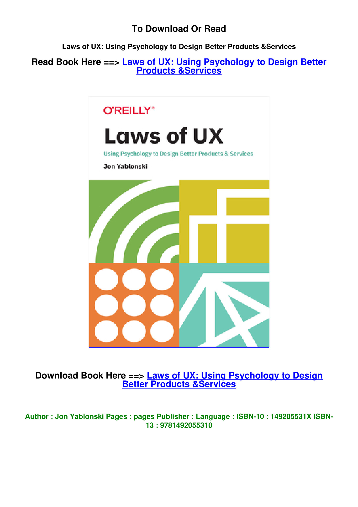 Download EPUB Laws of UX Using Psychology to Design Better Products ...