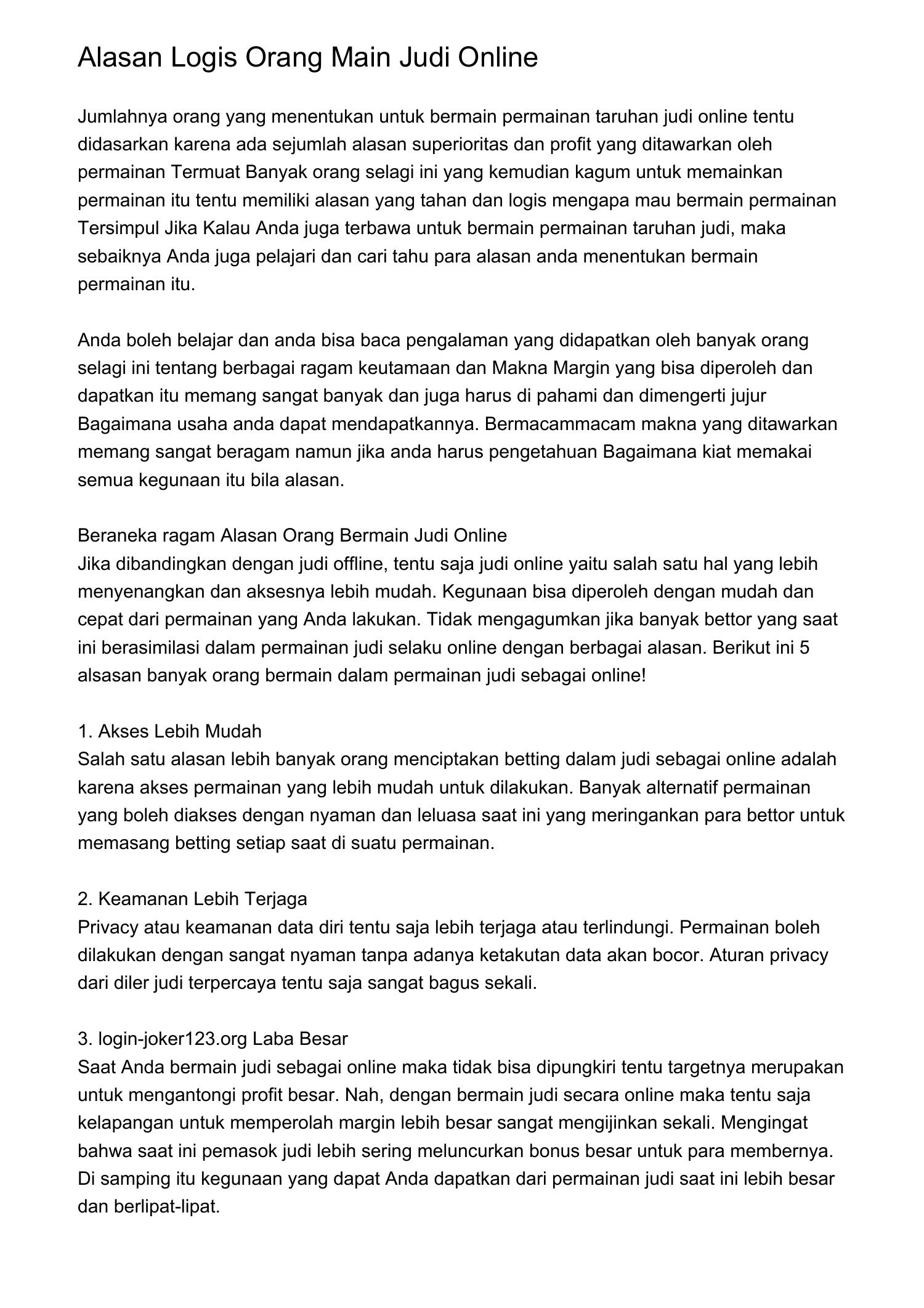 Alasan Logis Orang Main Judi Onlinekftwn.pdf.pdf | DocDroid