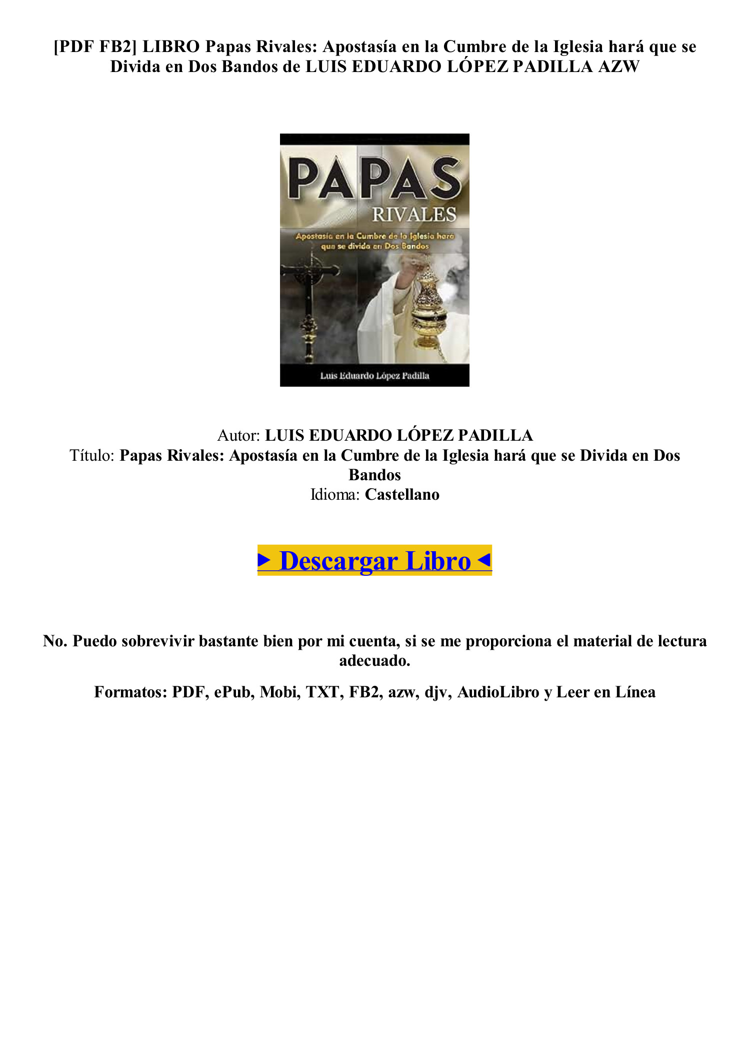 Descargar [LIBRO] Papas Rivales Apostasía en la Cumbre de la Iglesia ...