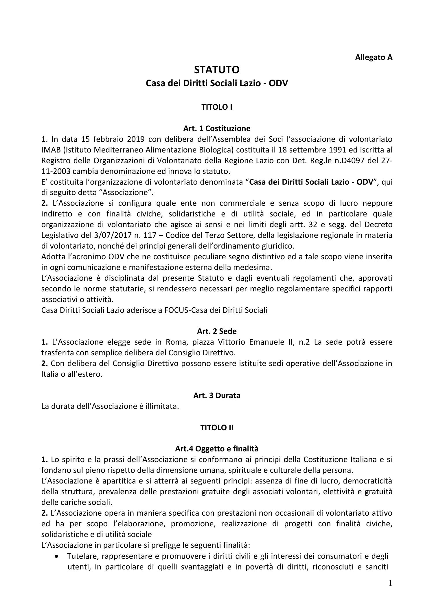 STATUTO CDS Lazio ODV.pdf | DocDroid