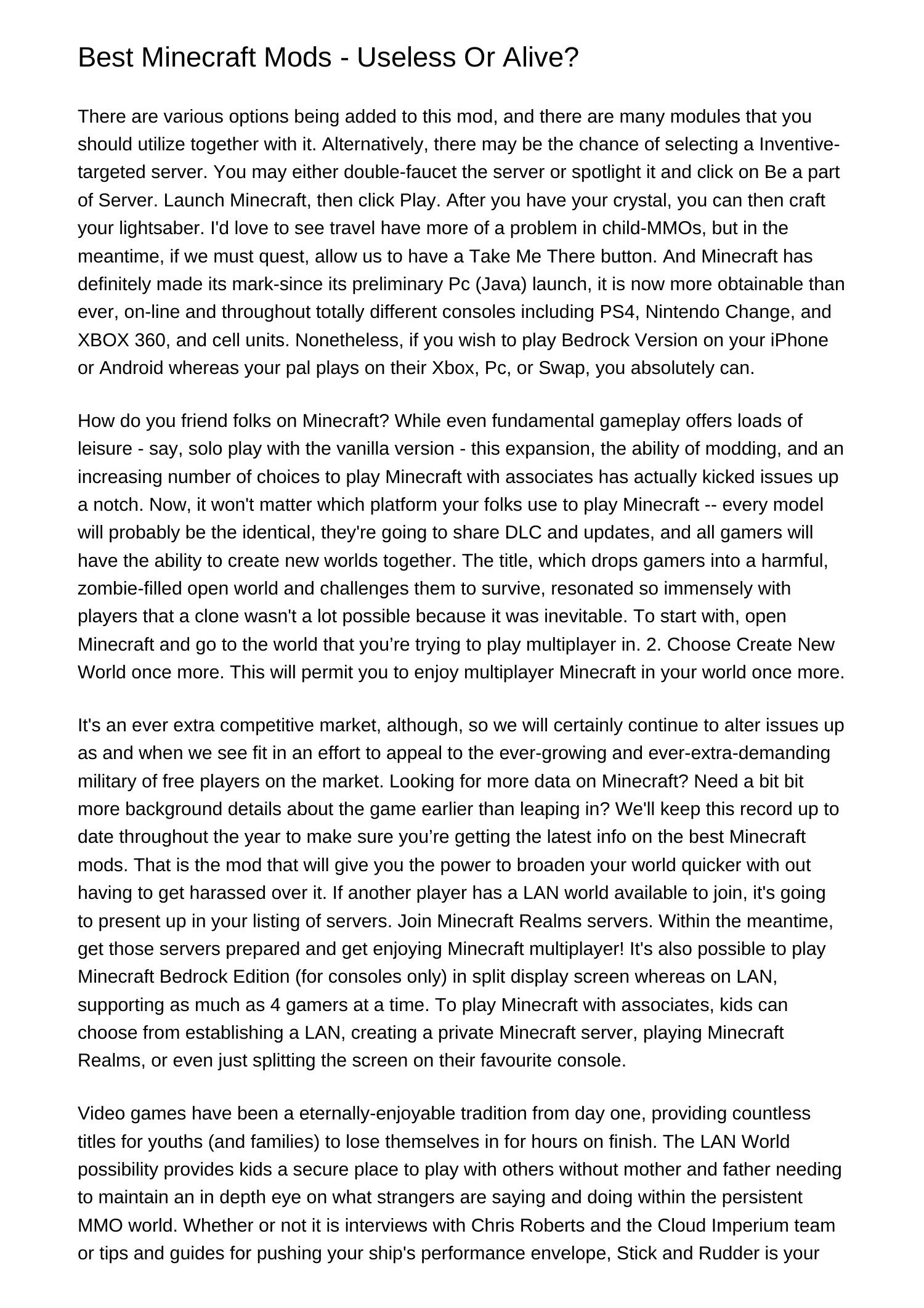 Best Minecraft Mods Useless Or Aliveydjbo.pdf.pdf | DocDroid