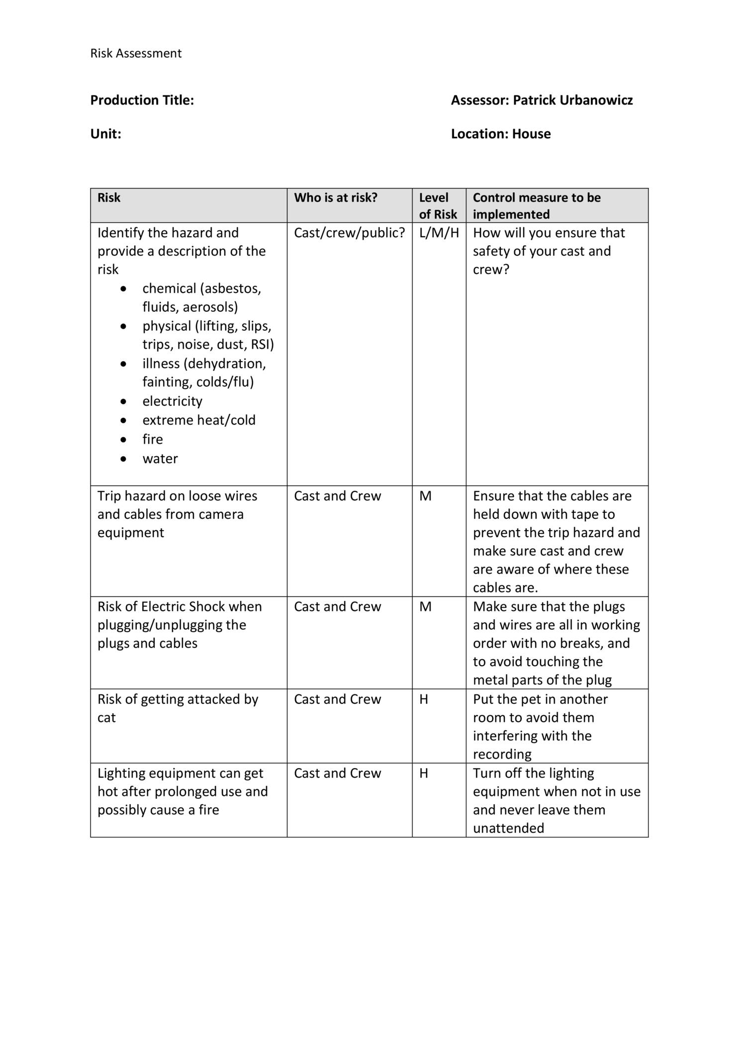 Risk Assessment House.docx | DocDroid