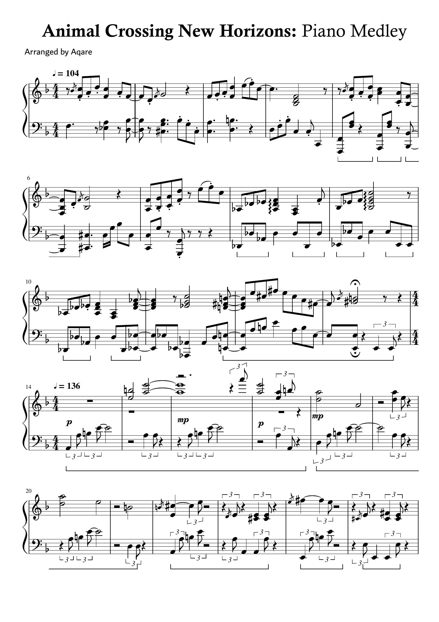 [AqareCover] Animal Crossing New Horizons Medley.pdf | DocDroid