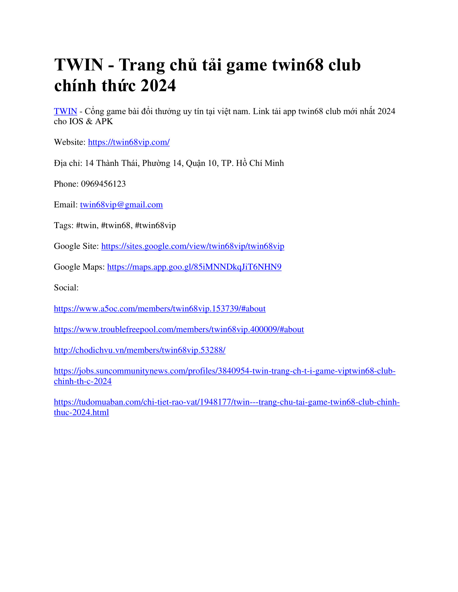 TWIN - Trang chủ tải game twin68 club chính thức 2024.docx | DocDroid