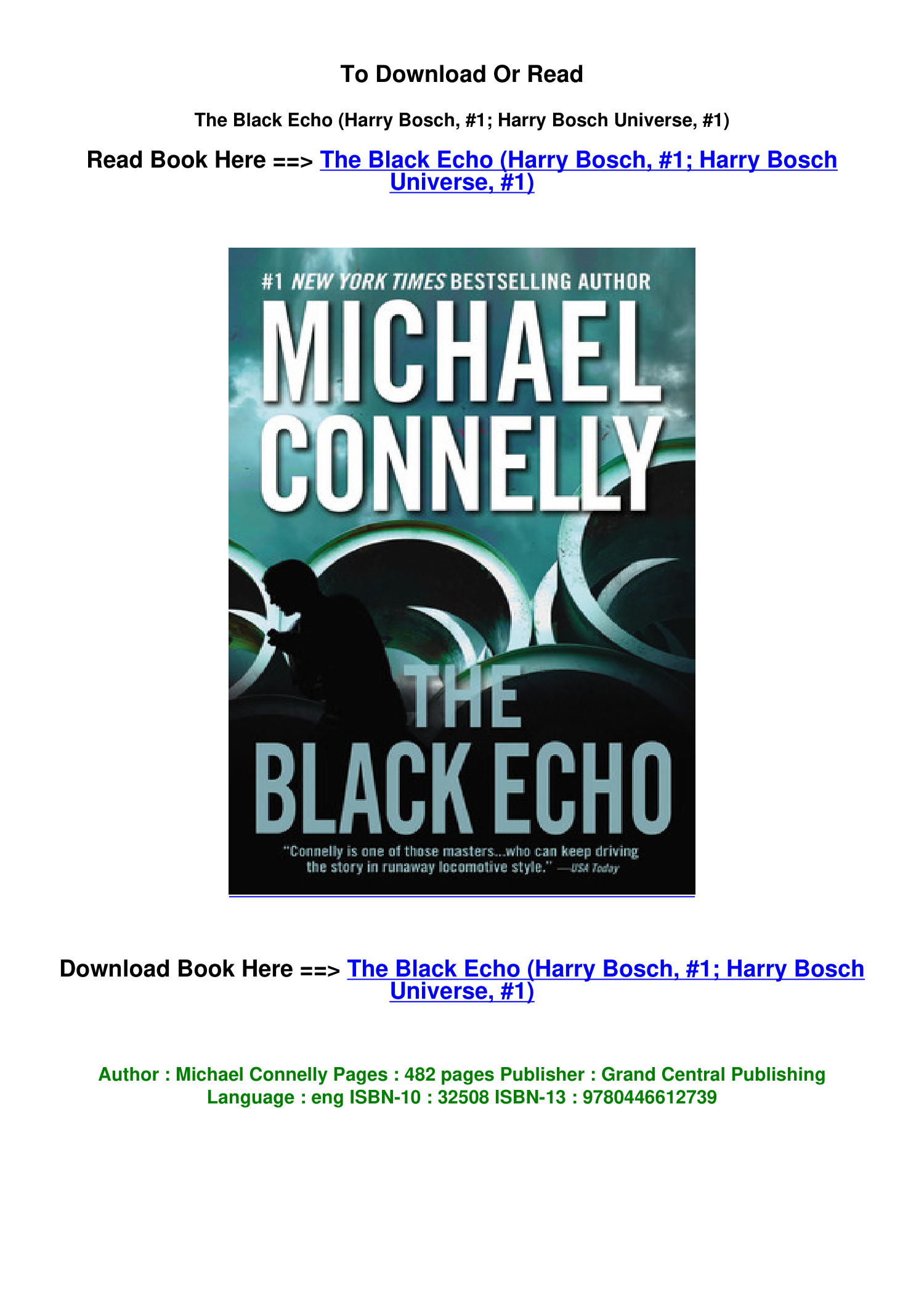 download epub The Black Echo Harry Bosch 1 Harry Bosch Universe 1 BY .pdf | DocDroid