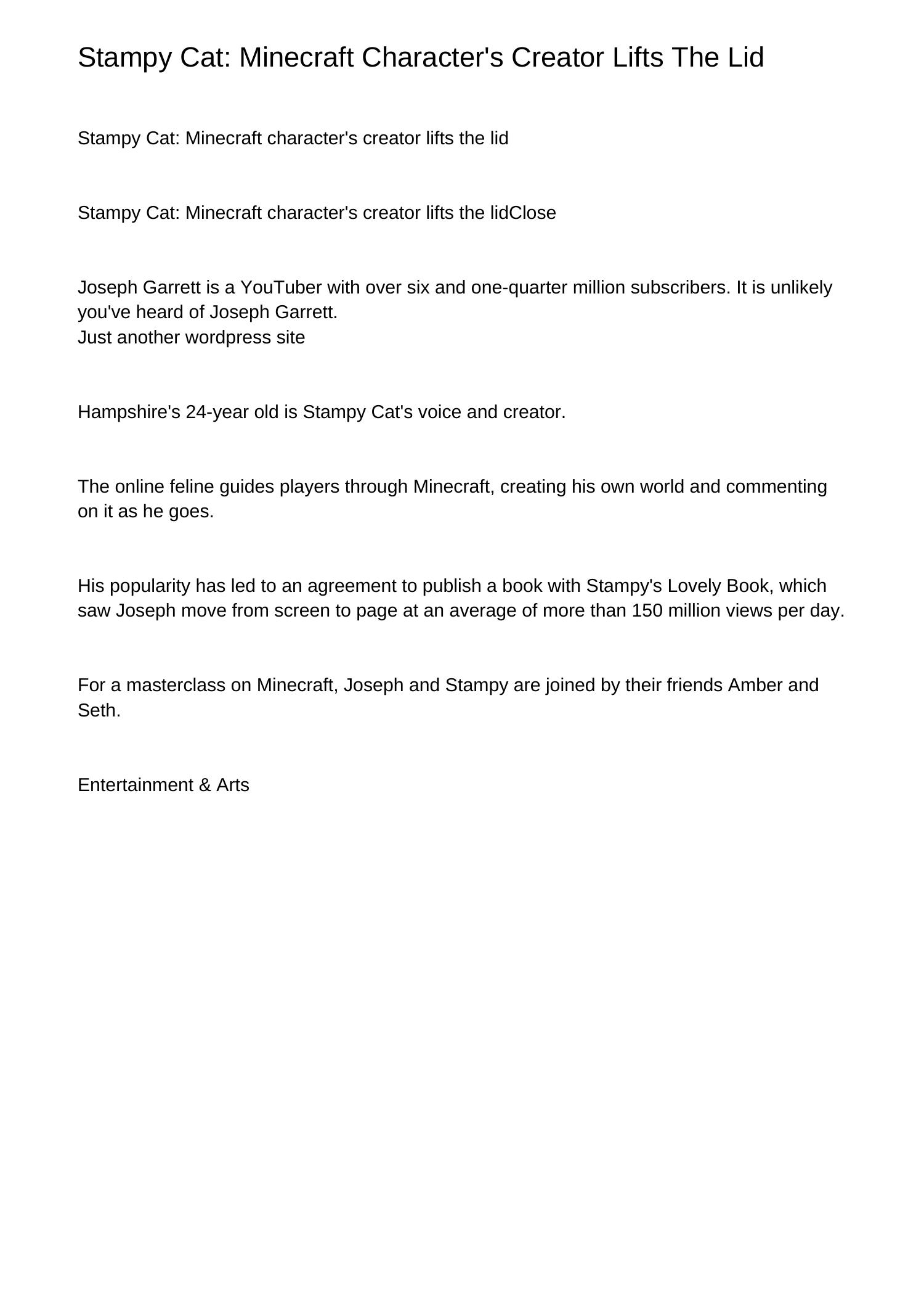Stampy Cat Minecraft Characters Creator Lifts The Lidvvbje.pdf.pdf ...