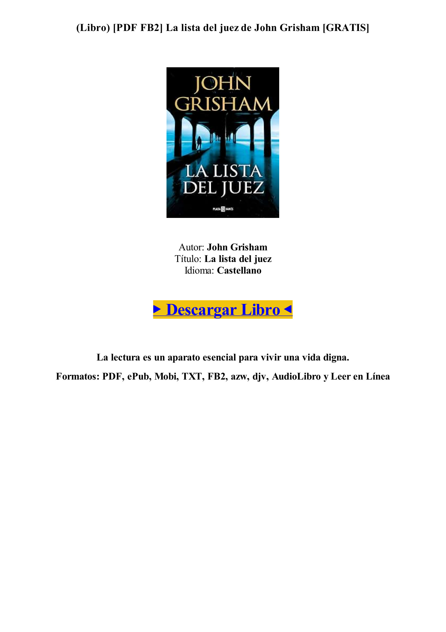 Libro Descargar La lista del juez de John Grisham [Gratis].pdf | DocDroid