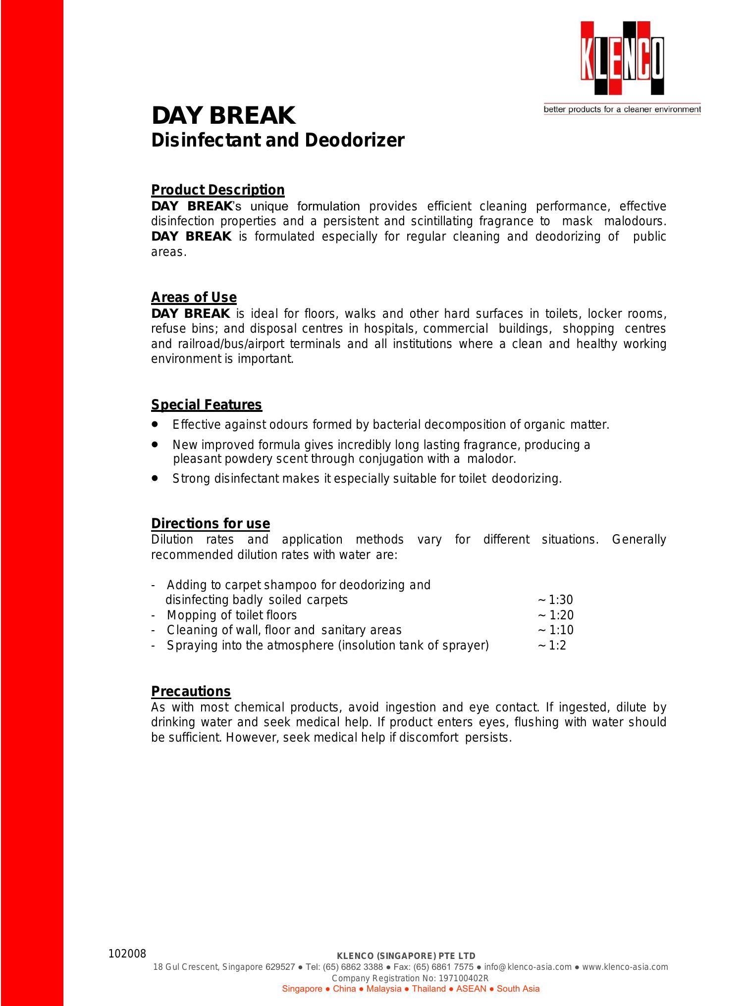KLENCO DAY BREAK - Disinfectant and Deodorizer.pdf | DocDroid
