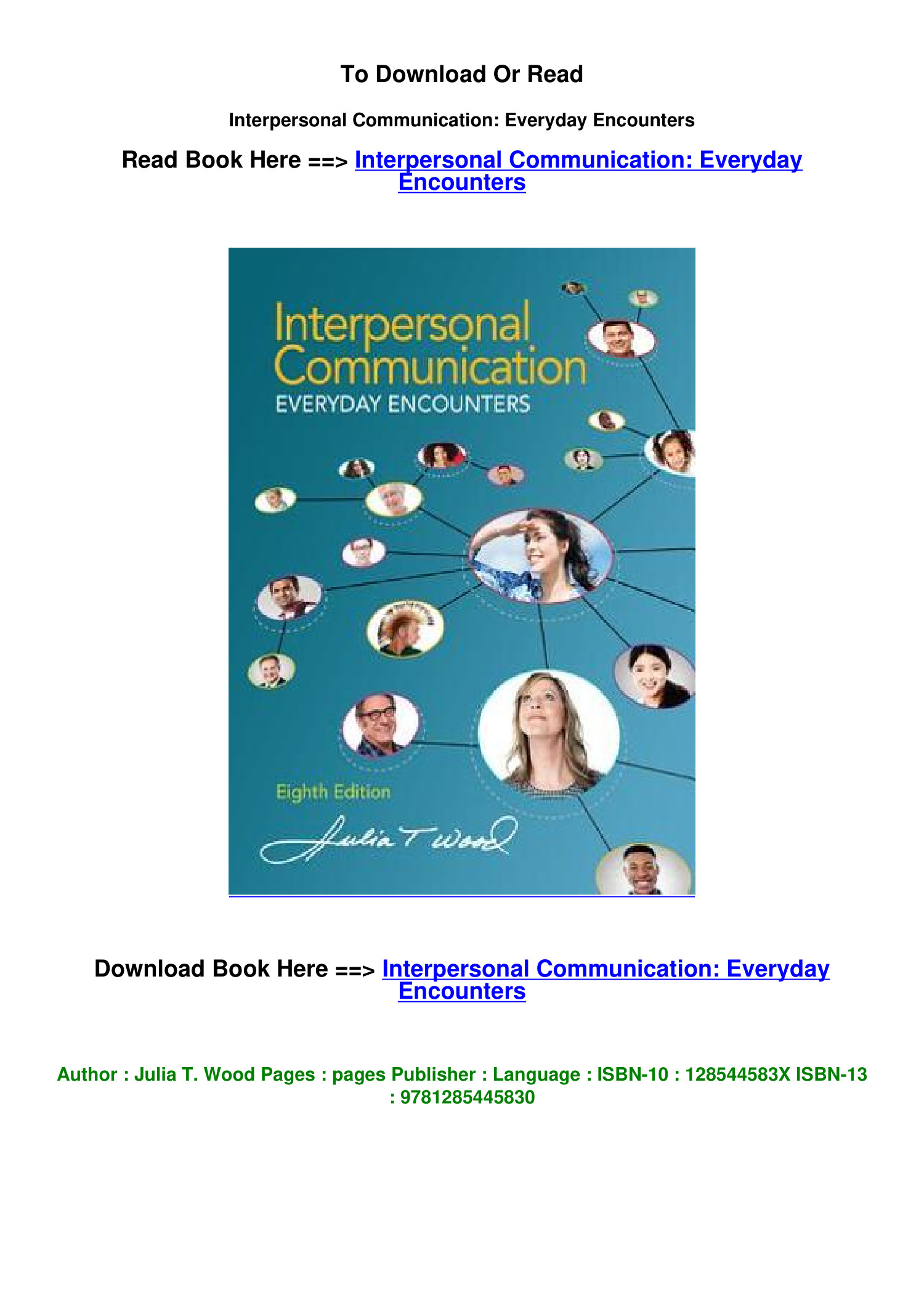 Download EPub Interpersonal Communication Everyday Encounters by Julia T Wood.pdf | DocDroid